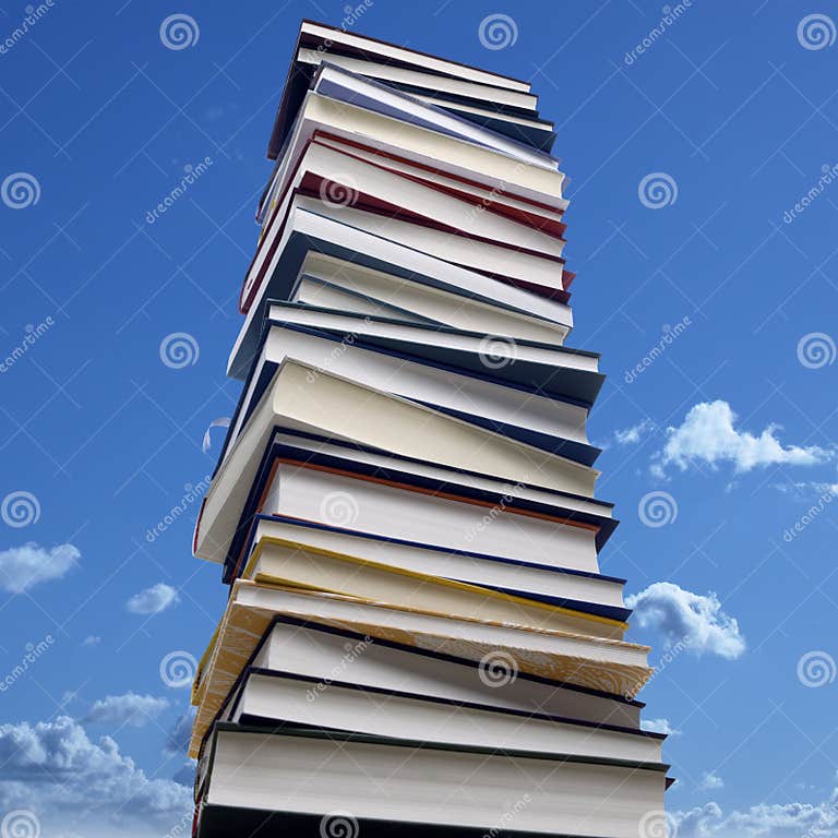 Stack of books stock photo. Image of clouds, book, read - 3780124
