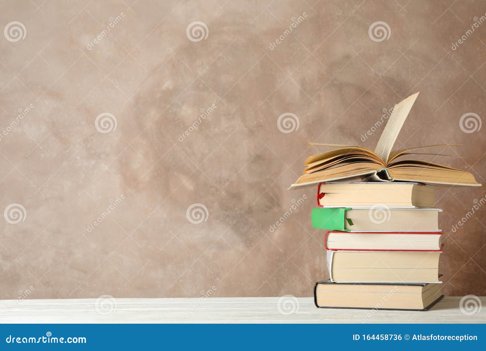 Stack of Books Against Brown Background Stock Photo - Image of study ...