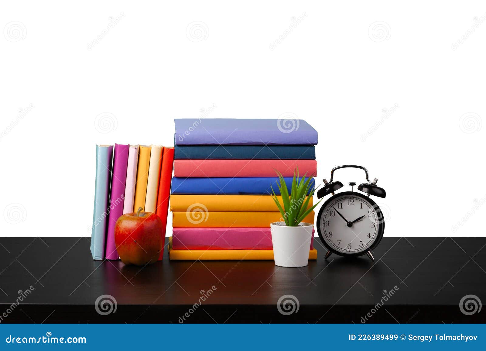 Stack of Books and Alarm Clock, Time To Read Concept Stock Image ...