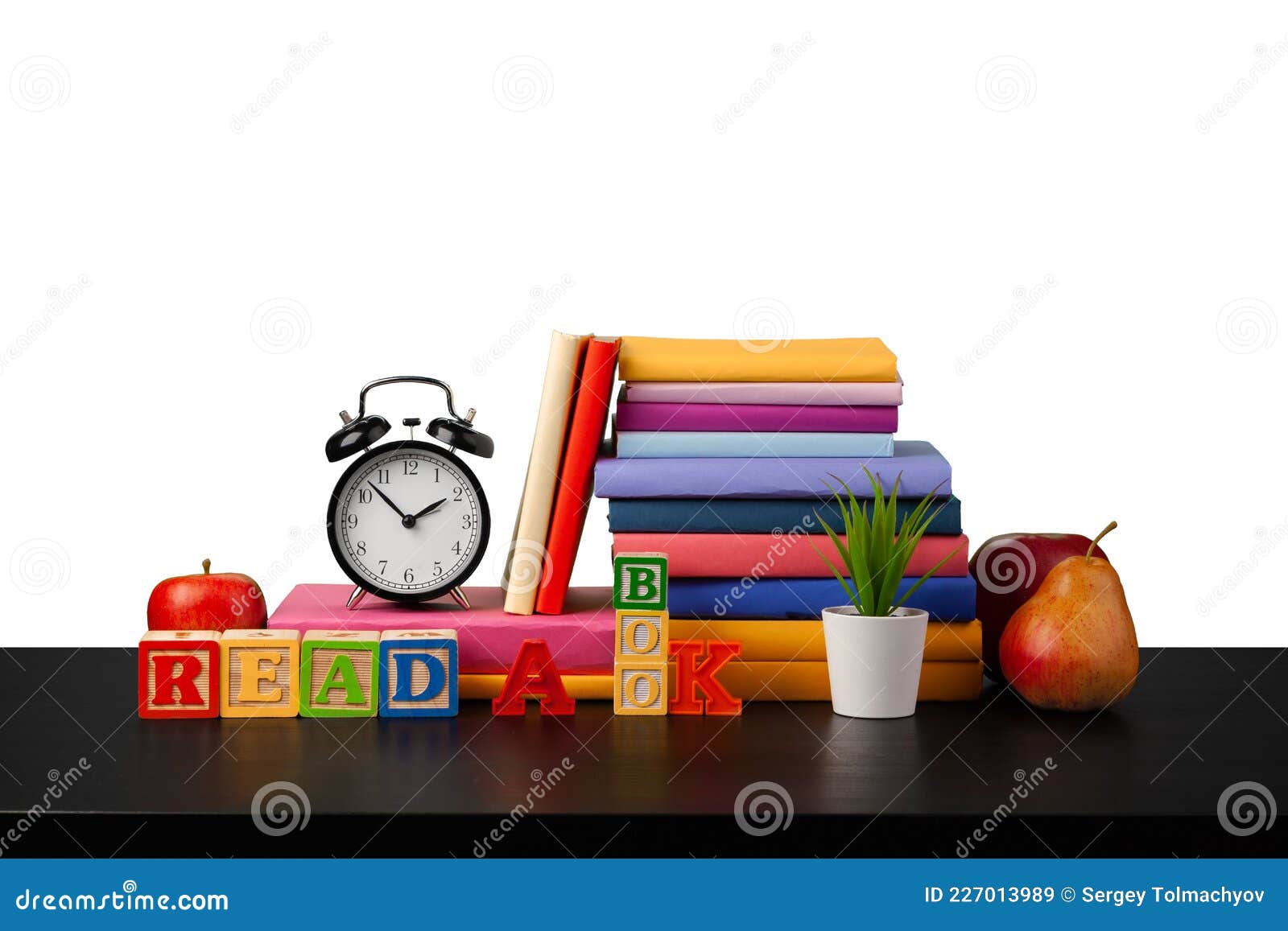 Stack of Books and Alarm Clock, Time To Read Concept Stock Image ...