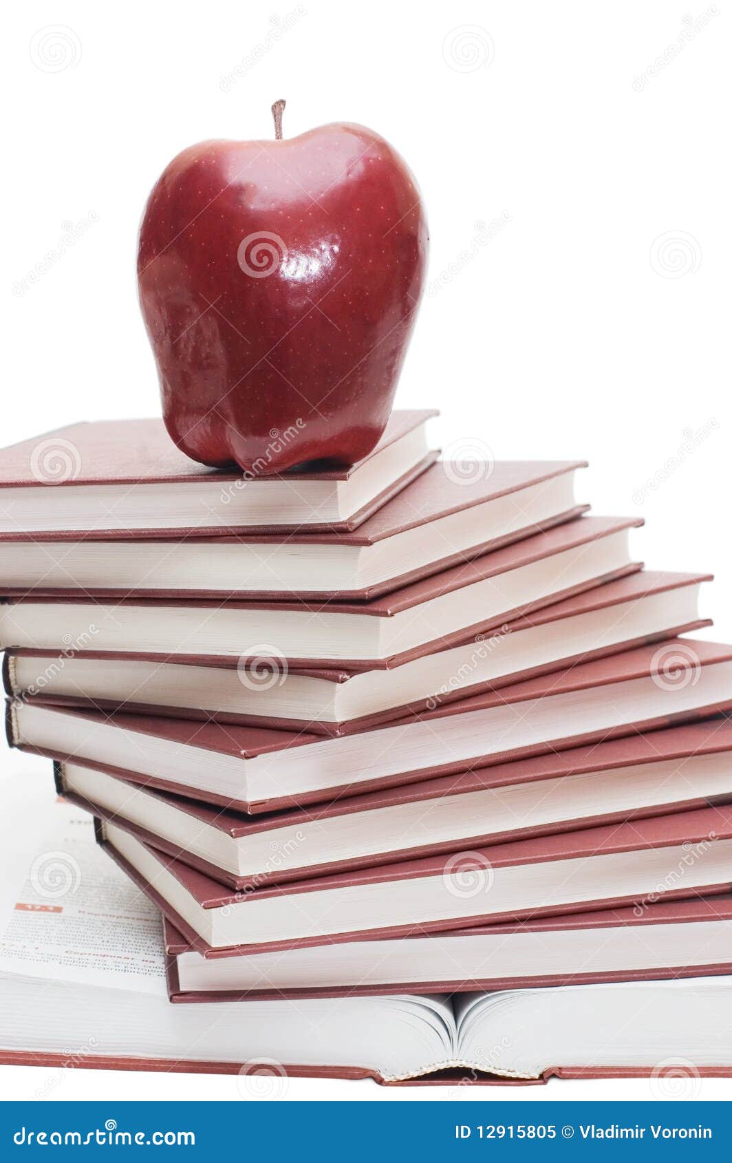 Stack of books and apple stock image. Image of concept - 12915805