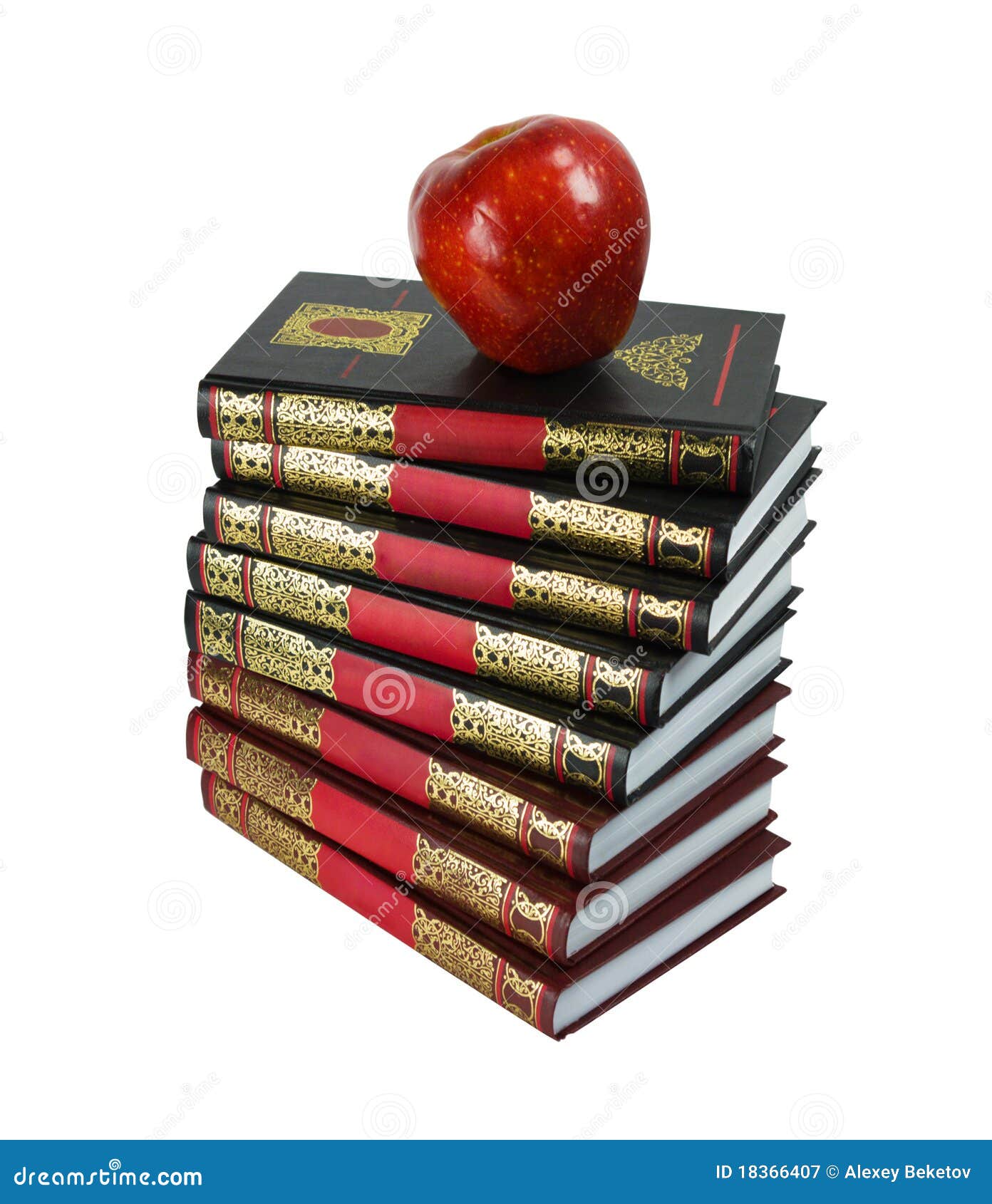 A stack of books and apple stock image. Image of objects - 18366407