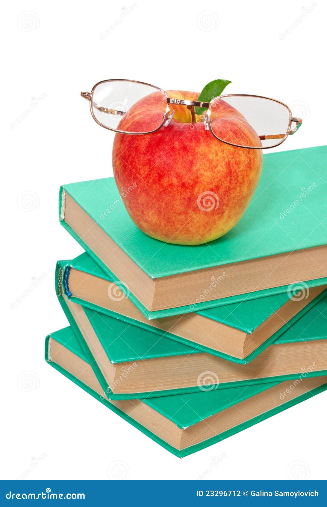 Stack of Books with an Apple Stock Photo - Image of manuscript, school ...