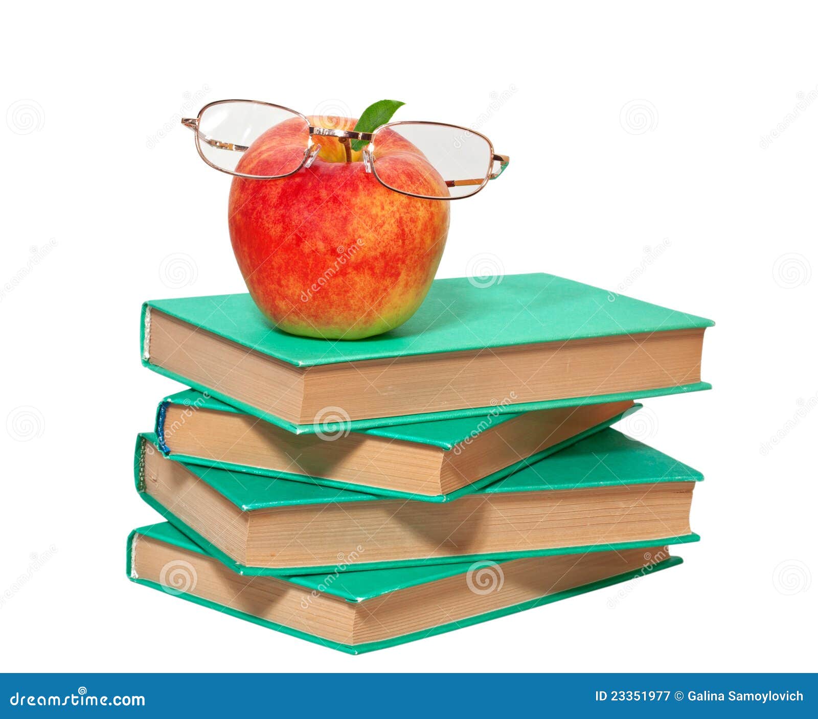 Stack of Books with an Apple Stock Image - Image of textbook ...