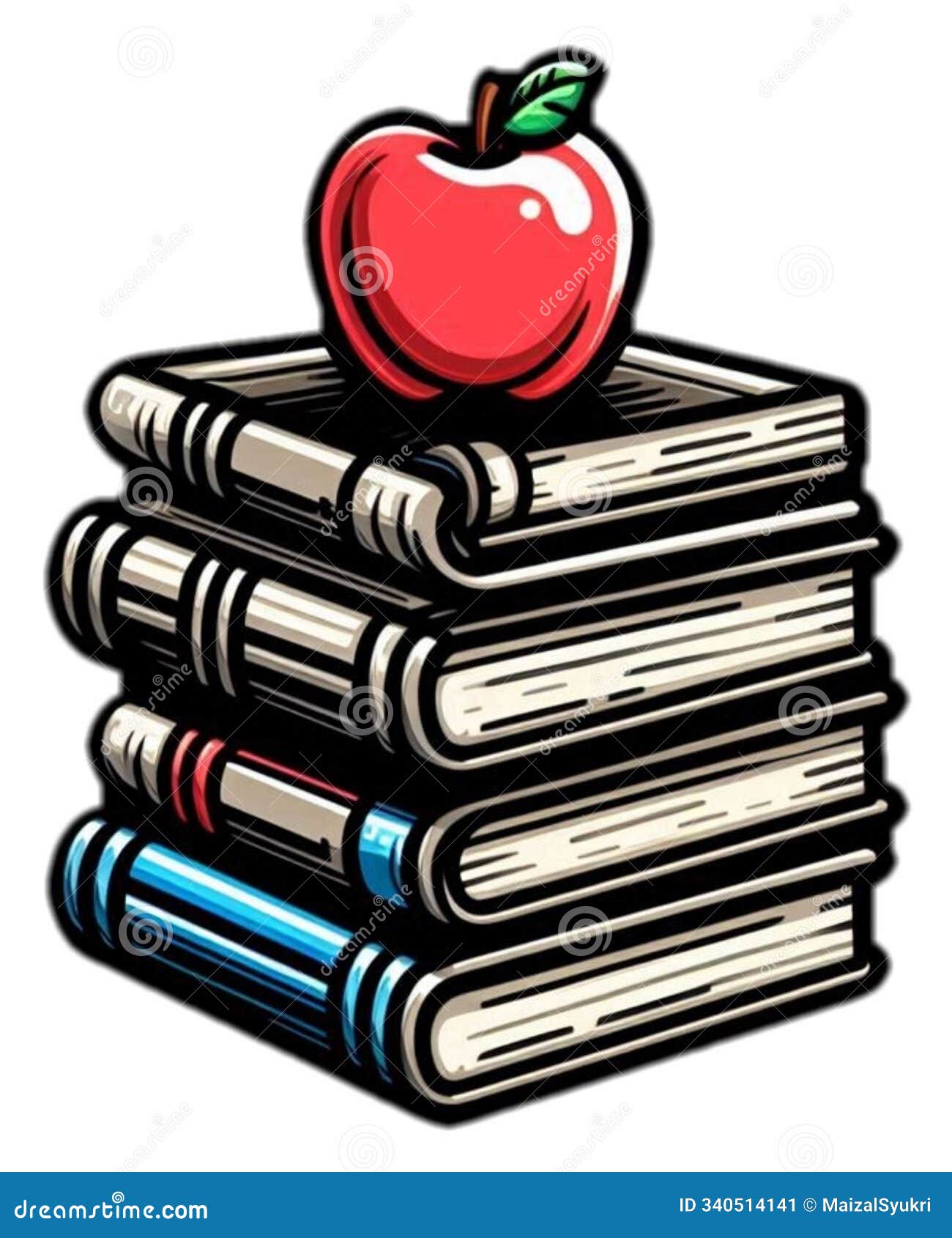 Stack of Books with Apple Clip Art: Classic Symbol of Education and ...