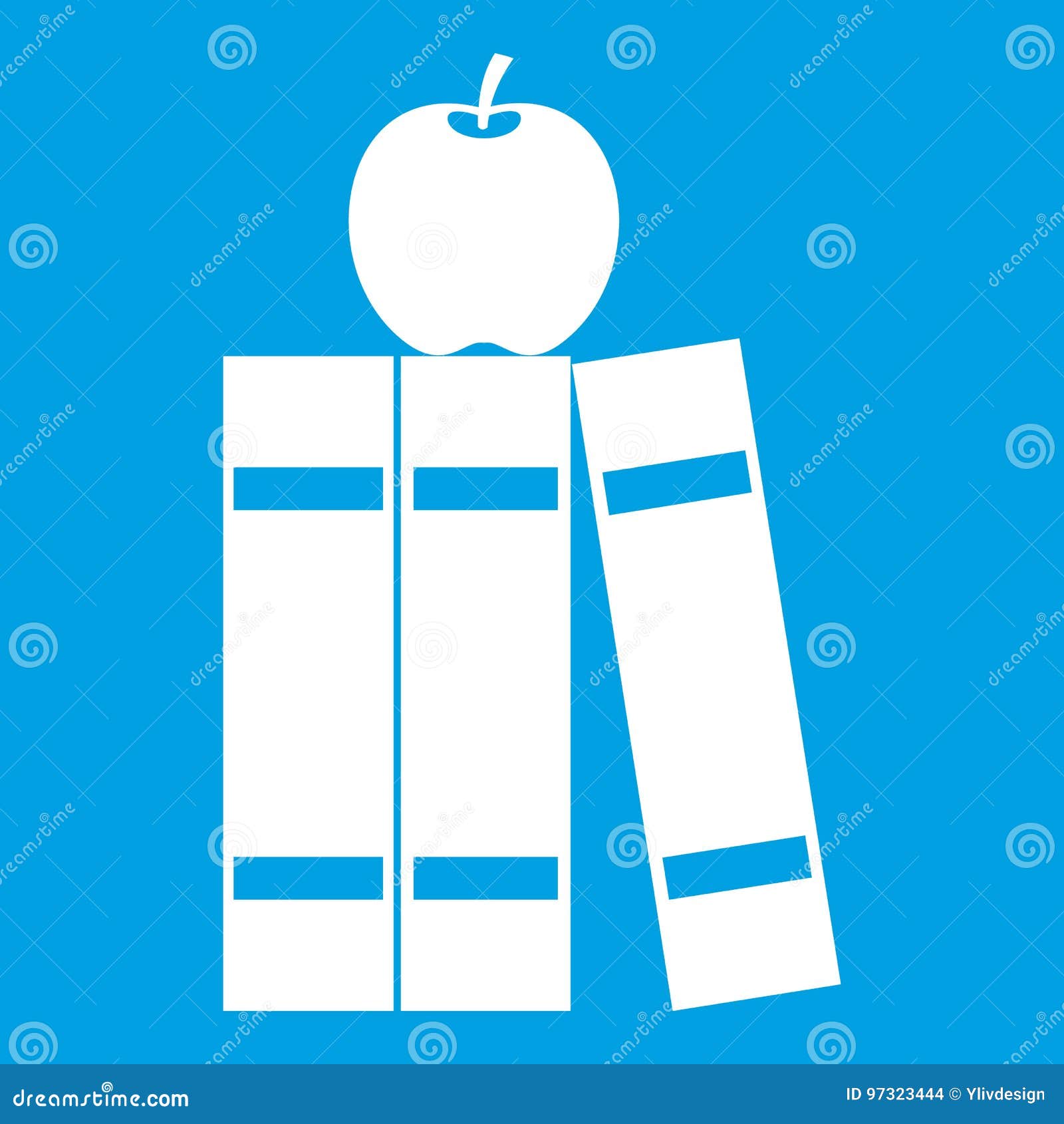 Stack of Books and Apple Icon White Stock Vector - Illustration of ...