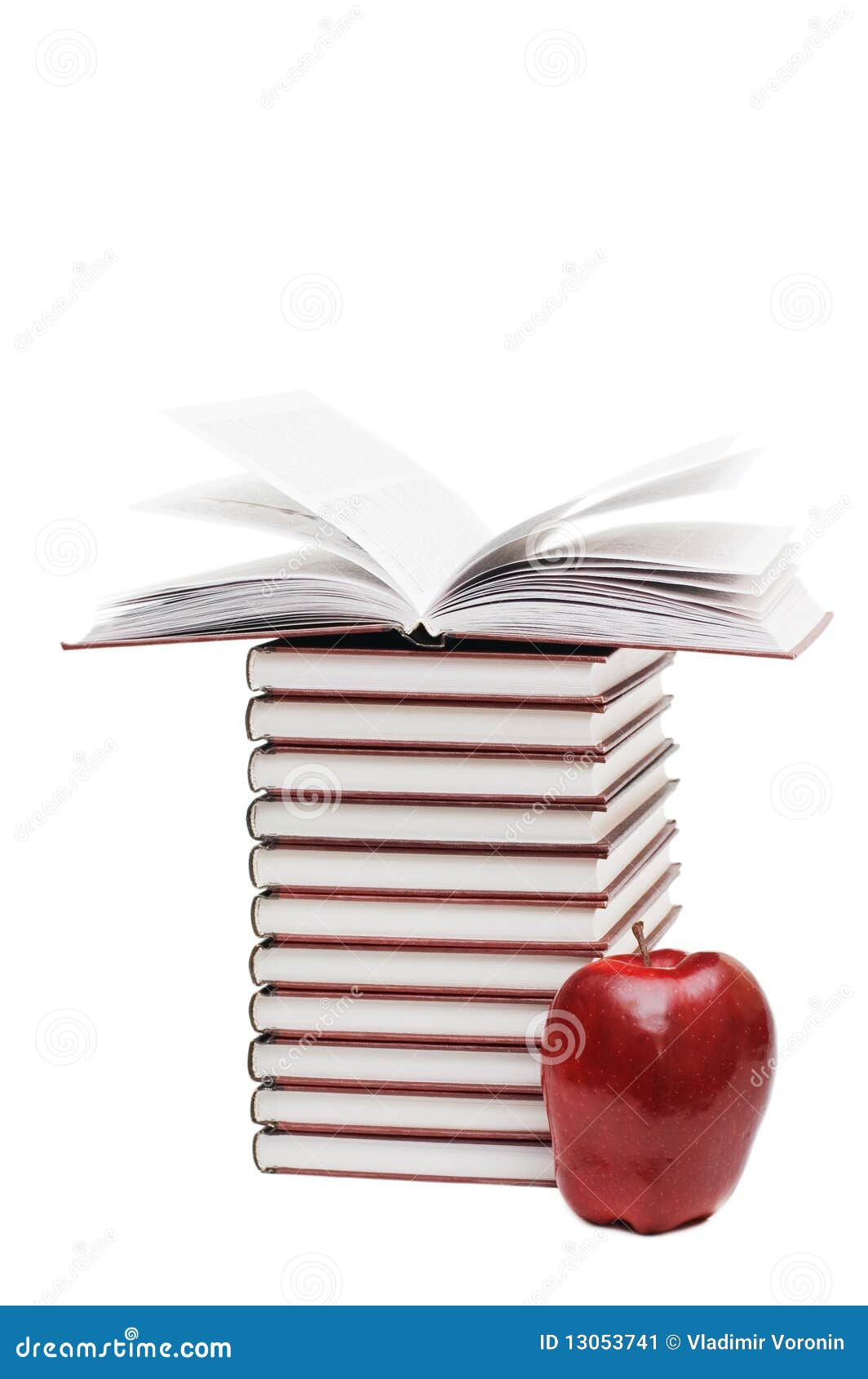 Stack of Books and Apple Isolated Stock Image - Image of medical ...