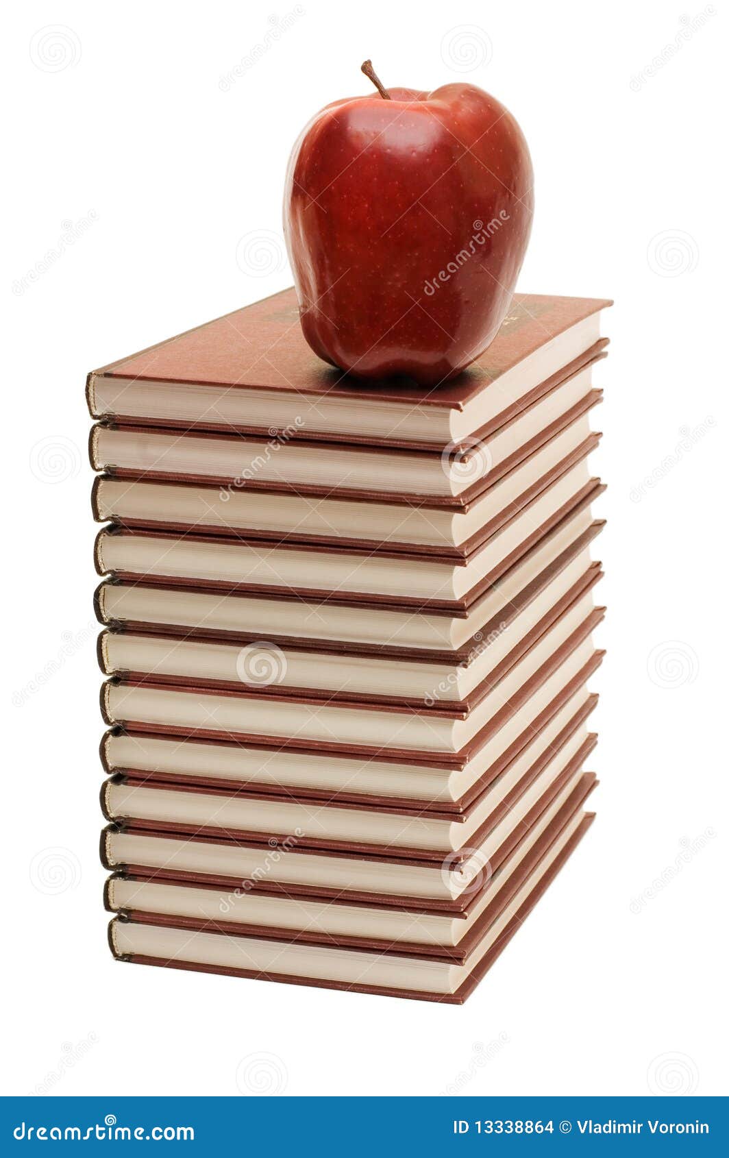 Stack of Books and Apple Isolated Stock Photo - Image of dictionary ...