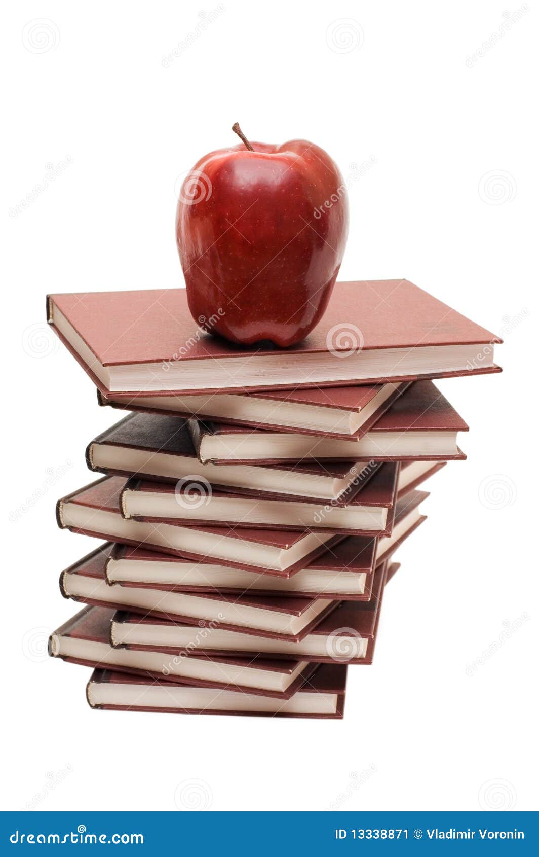 Stack of Books and Apple Isolated Stock Image - Image of cover ...