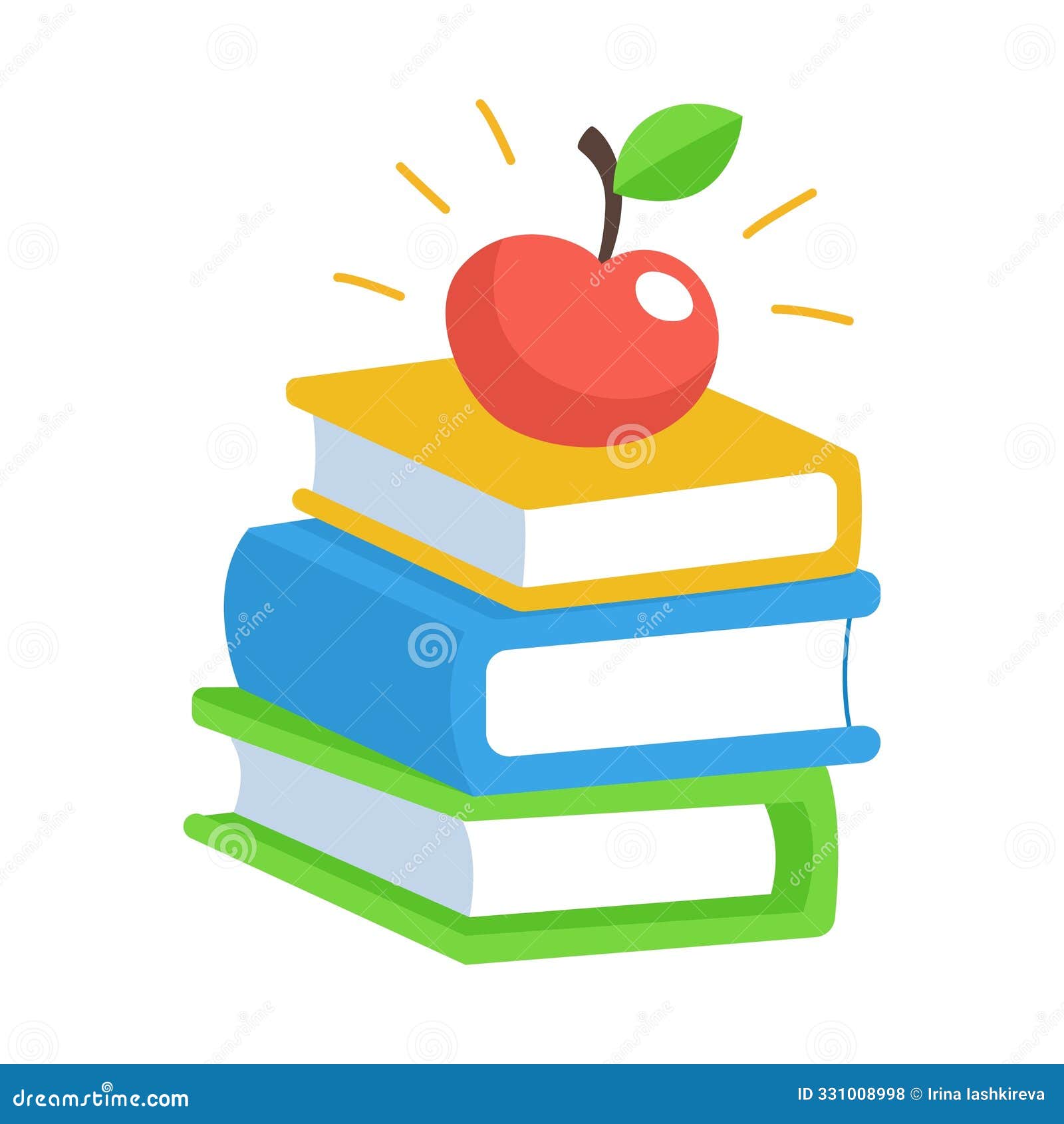 Stack of Books with an Apple on Top. Textbooks in a Stack, Concept ...