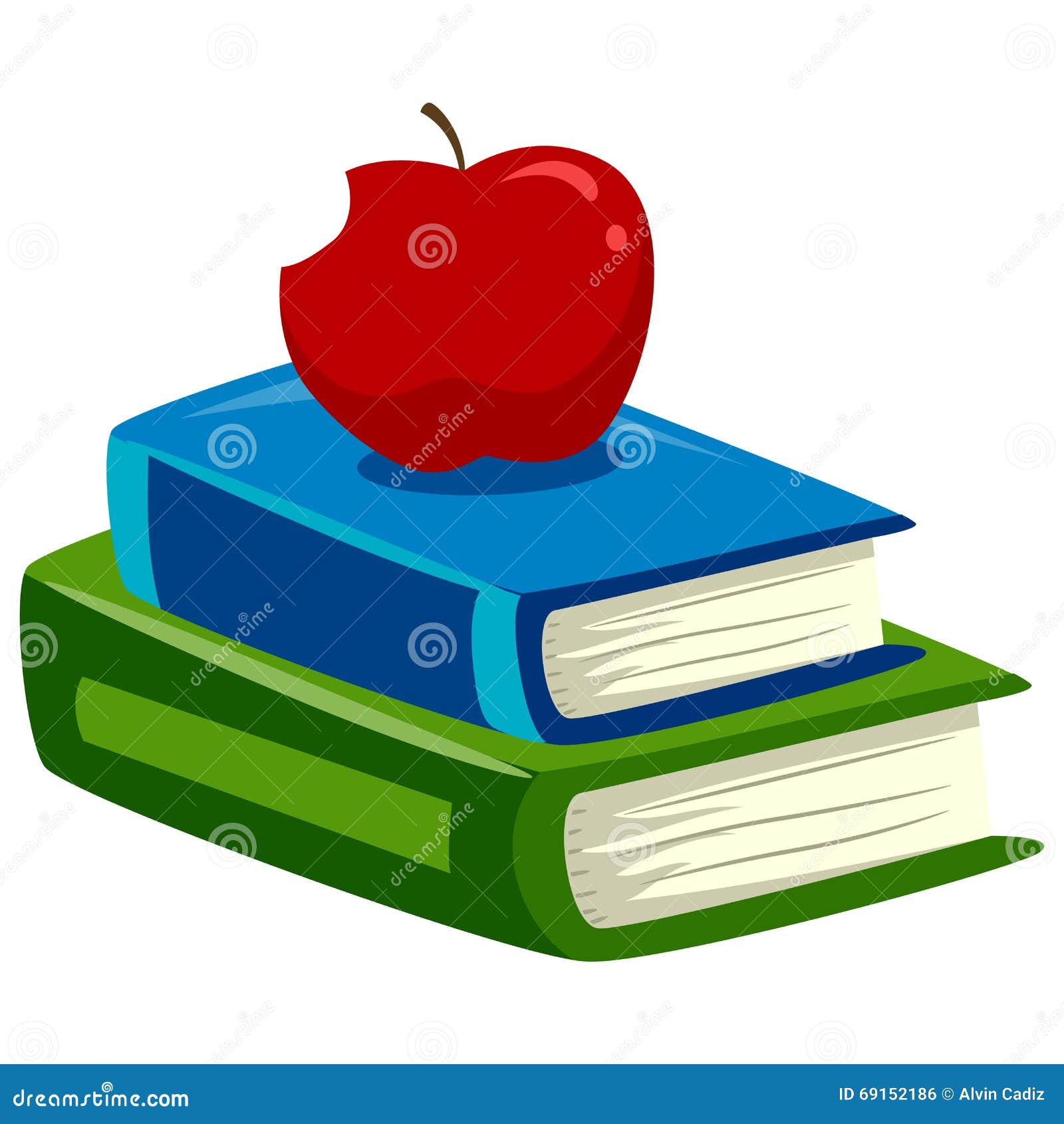 Stack Of Books With Apple On Top Stock Vector Illustration Of Exam Library 69152186