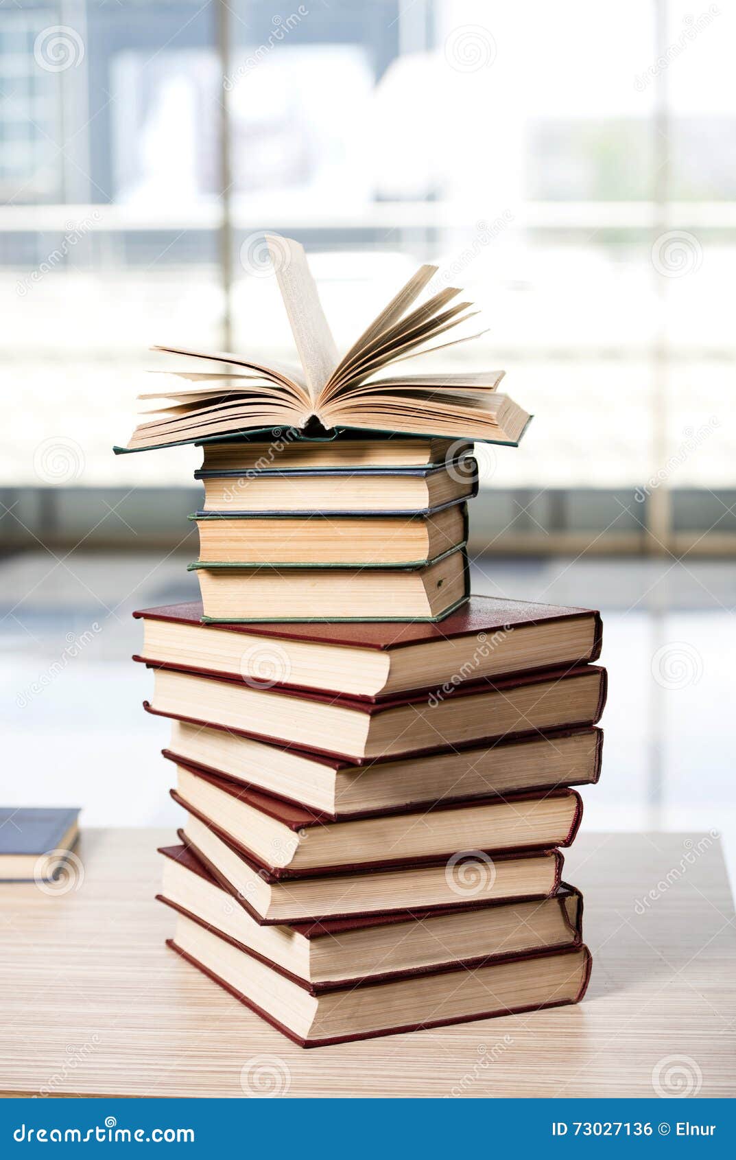 The Stack of Books Arranged the Office Desk Stock Photo - Image of ...