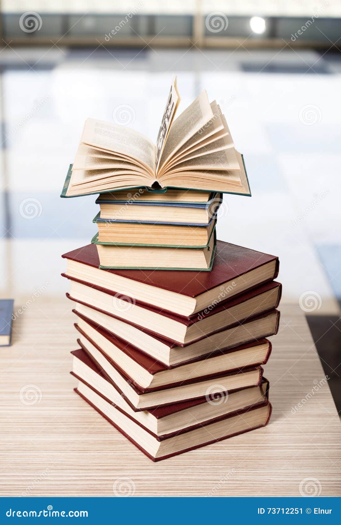The Stack of Books Arranged the Office Desk Stock Image - Image of heap ...