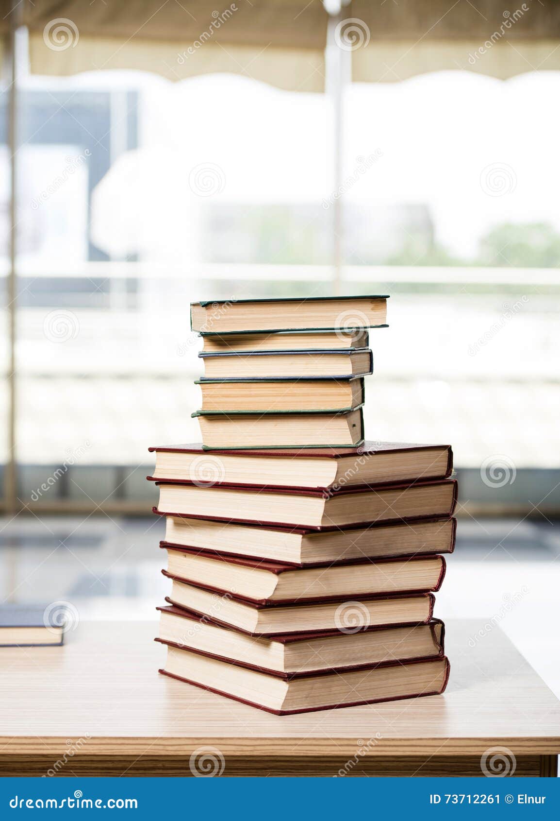 The Stack of Books Arranged the Office Desk Stock Image - Image of ...