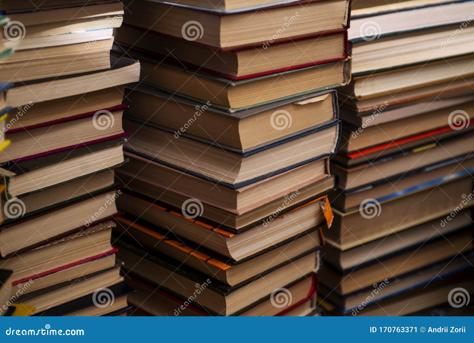 Stack of Books Background. Many Books Background in the Library or ...