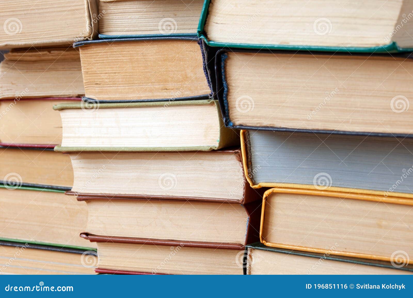 Stack of Books Background, Many Books Piles Stock Photo - Image of flat ...