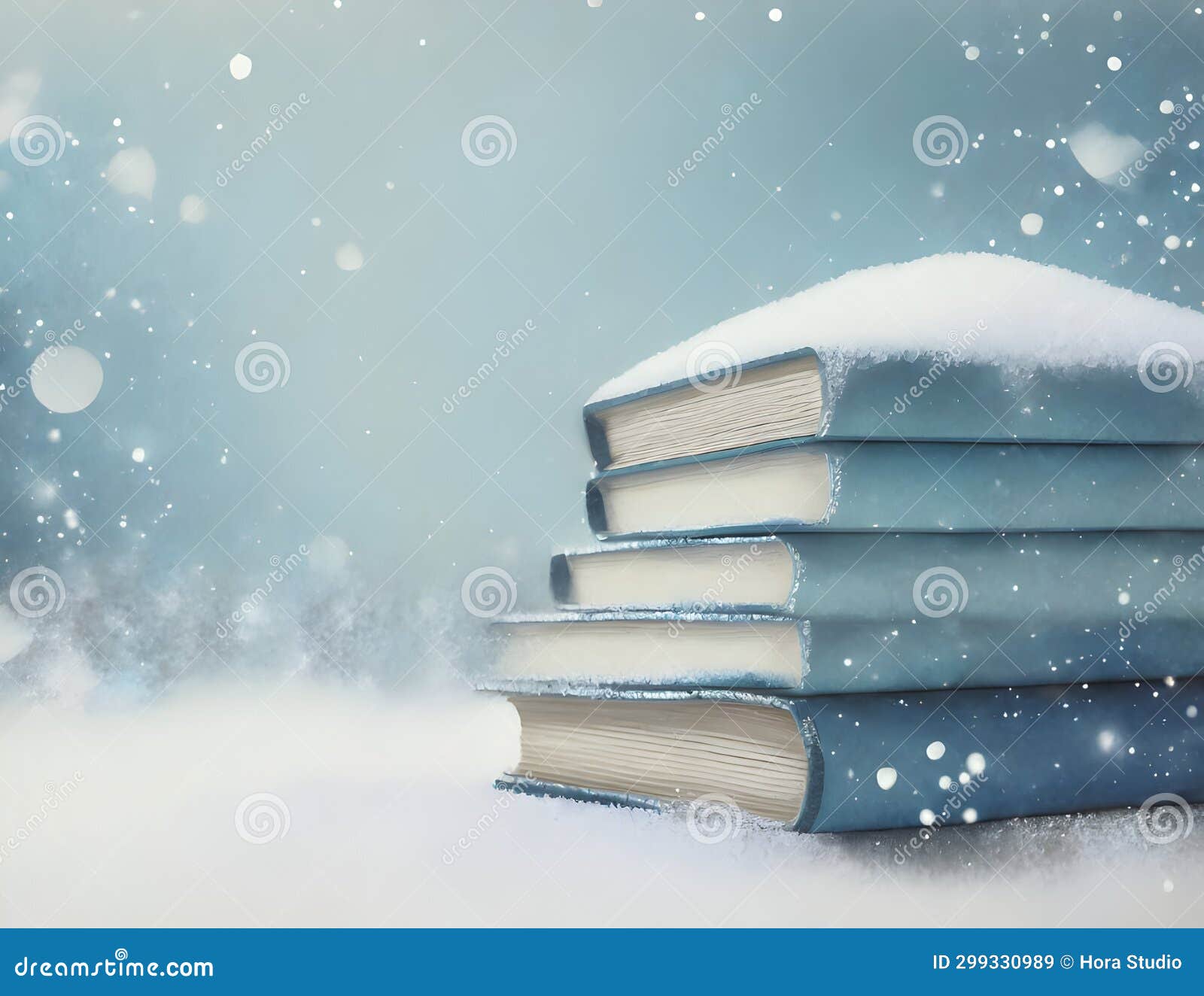 Stack of Books Background. Winter Concept Stock Illustration ...