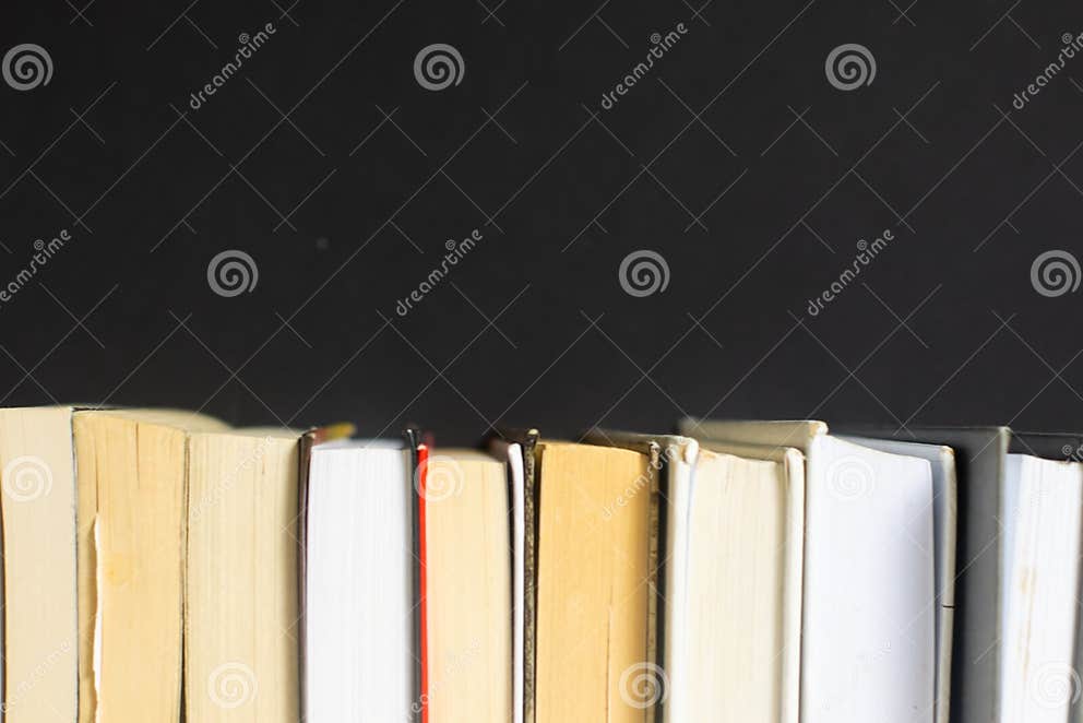 Stack of Books on Black Background Stock Image - Image of books, book ...