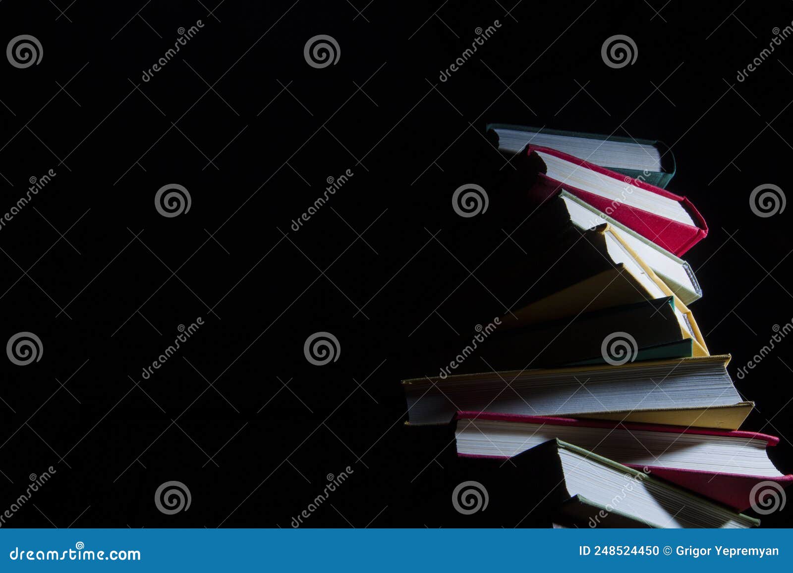 Stack of Books on Black Background Stock Photo - Image of information ...
