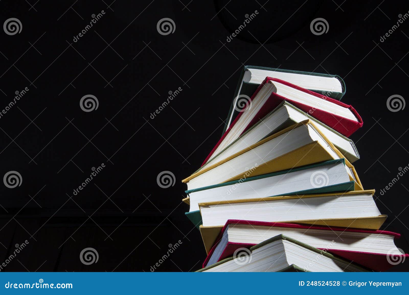 Stack of Books on Black Background Stock Photo - Image of literature ...