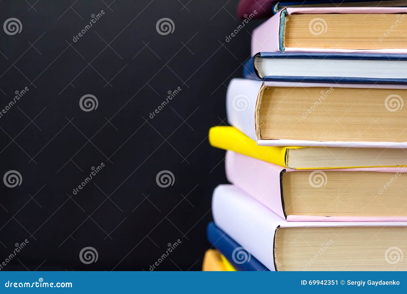 Stack of Books on Black Background Stock Image - Image of colorful ...