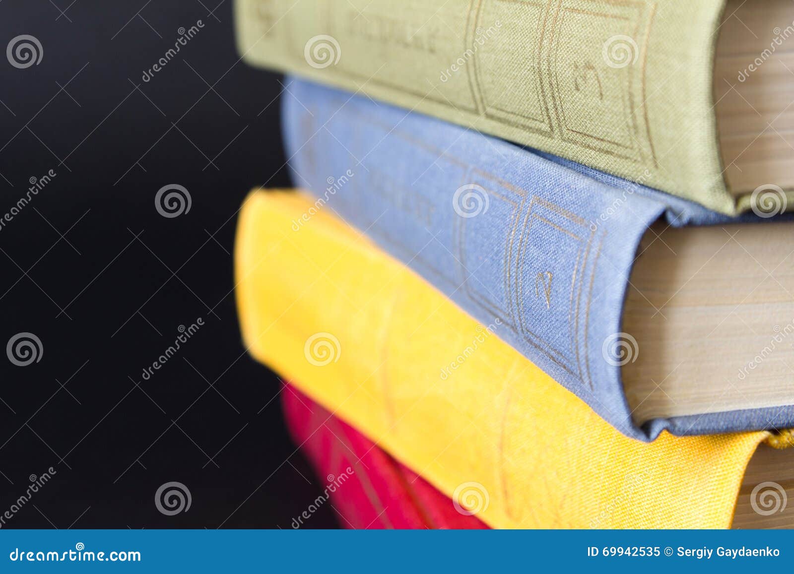 Stack of Books on Black Background Stock Image - Image of cover ...