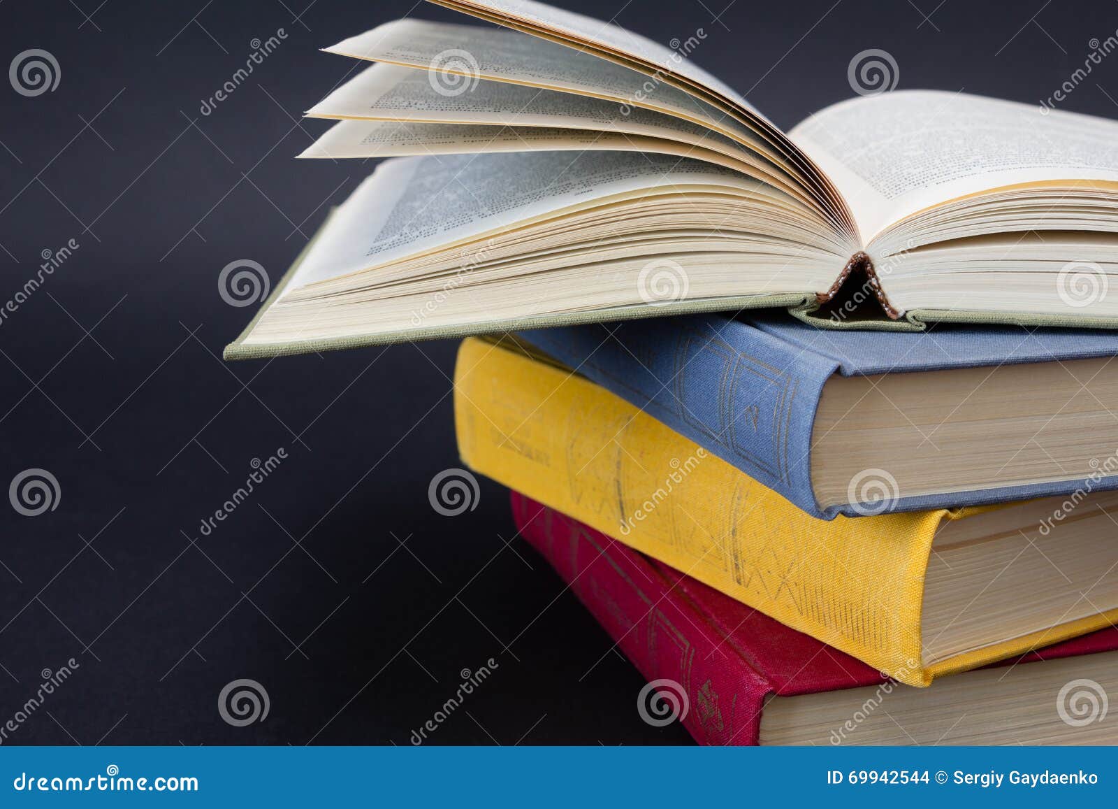 Stack of Books on Black Background Stock Photo - Image of paper, book ...