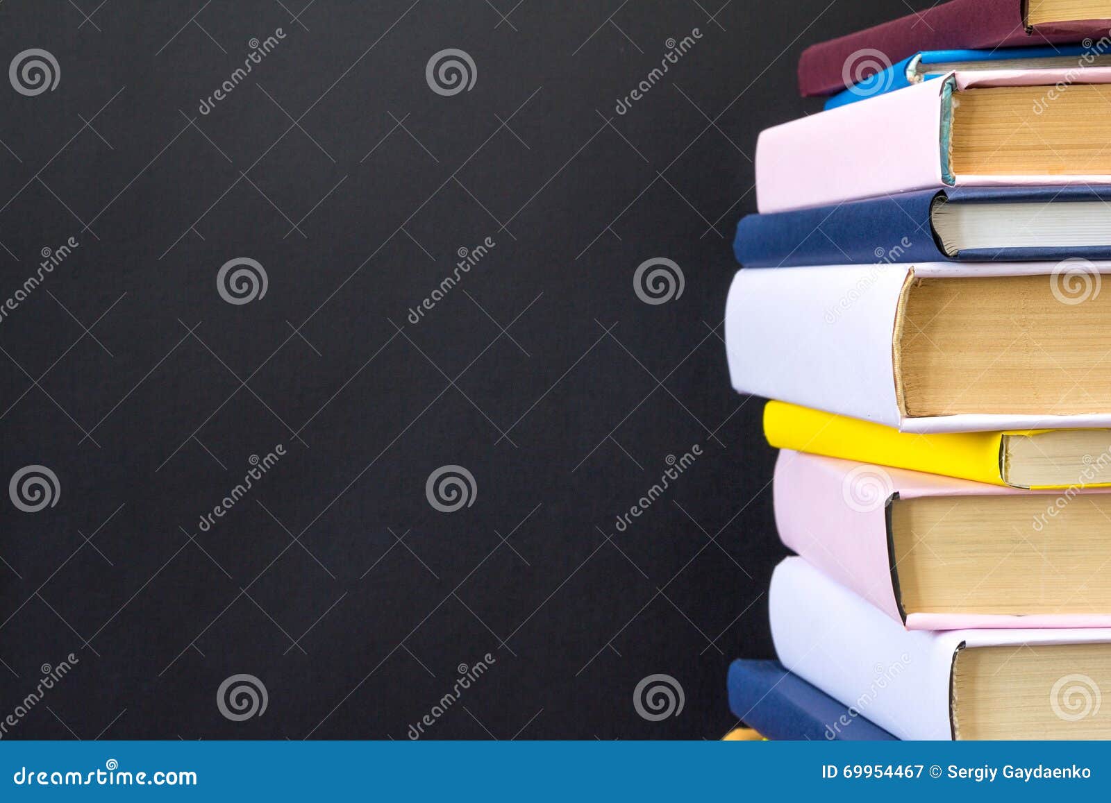 Stack of Books on Black Background Stock Image - Image of black ...