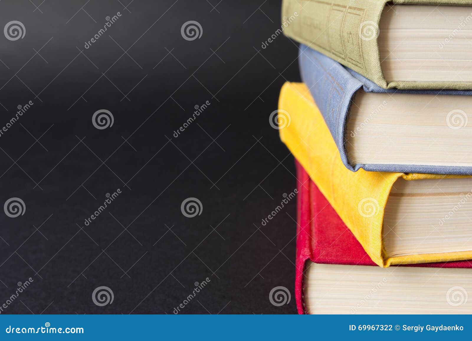 Stack of Books on Black Background Stock Photo - Image of copyspace ...