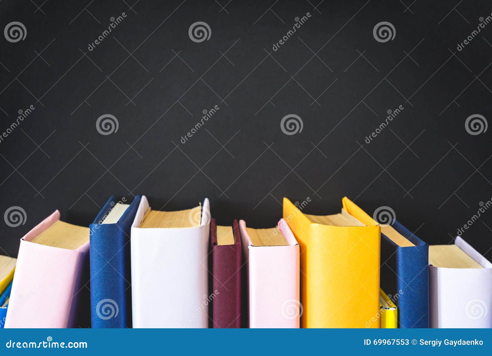 Stack of Books on Black Background Stock Image - Image of page ...