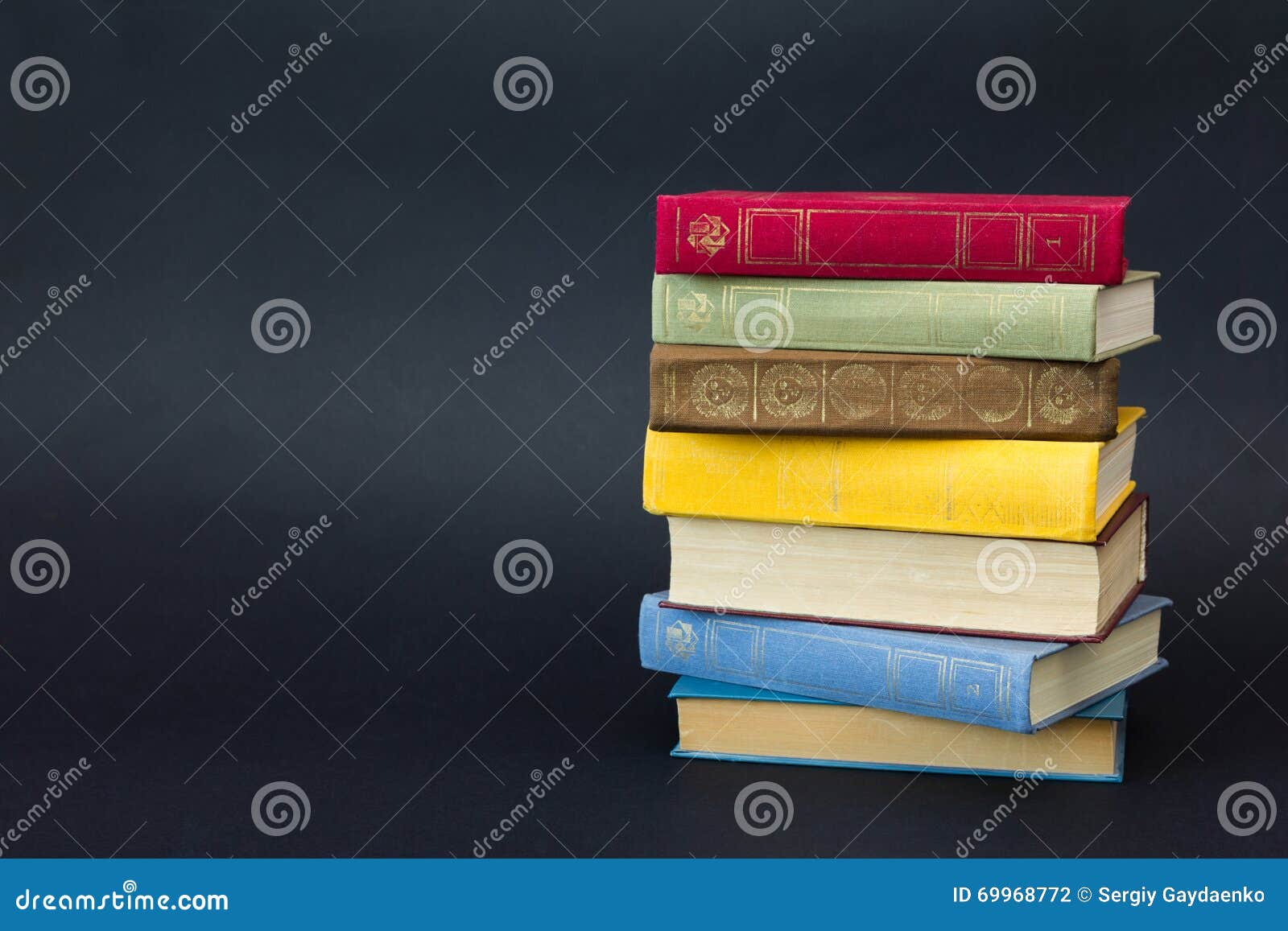 Stack of Books on Black Background Stock Photo - Image of hardcover ...