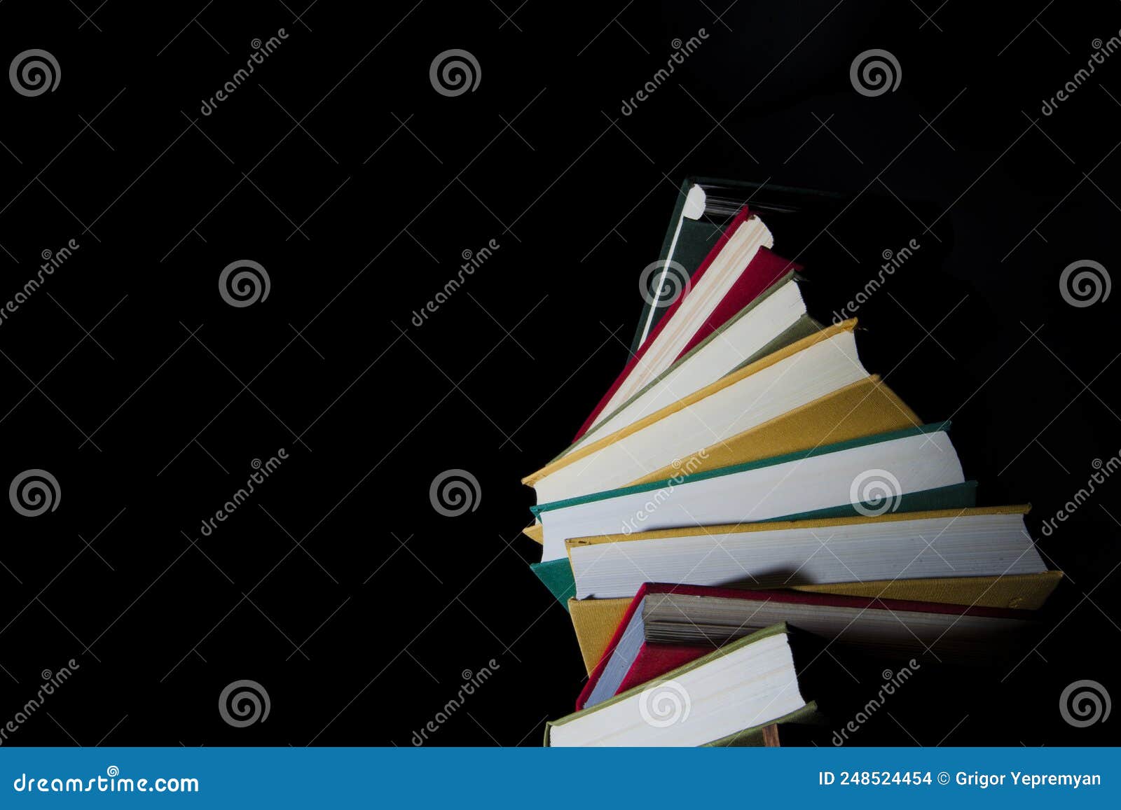Stack of Books on Black Background Stock Photo - Image of books, black ...