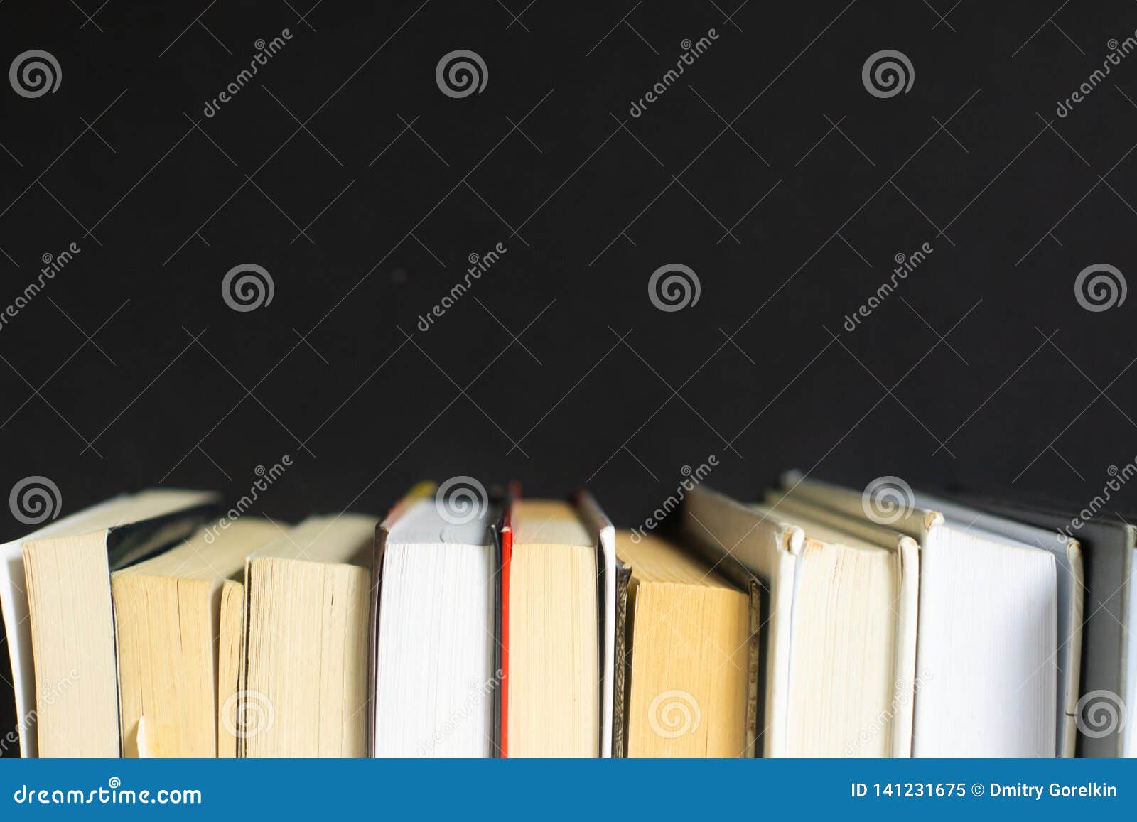 Stack of Books on Black Background Stock Image - Image of literacy ...