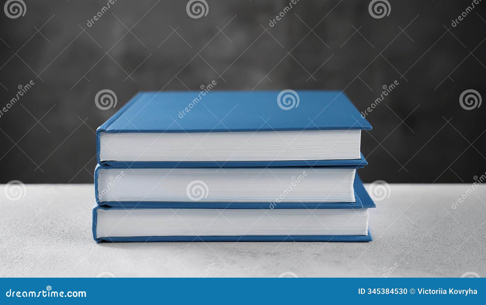 Stack of 3 Books with Blank Hard Covers on Cement Table. Mock-up Stock ...