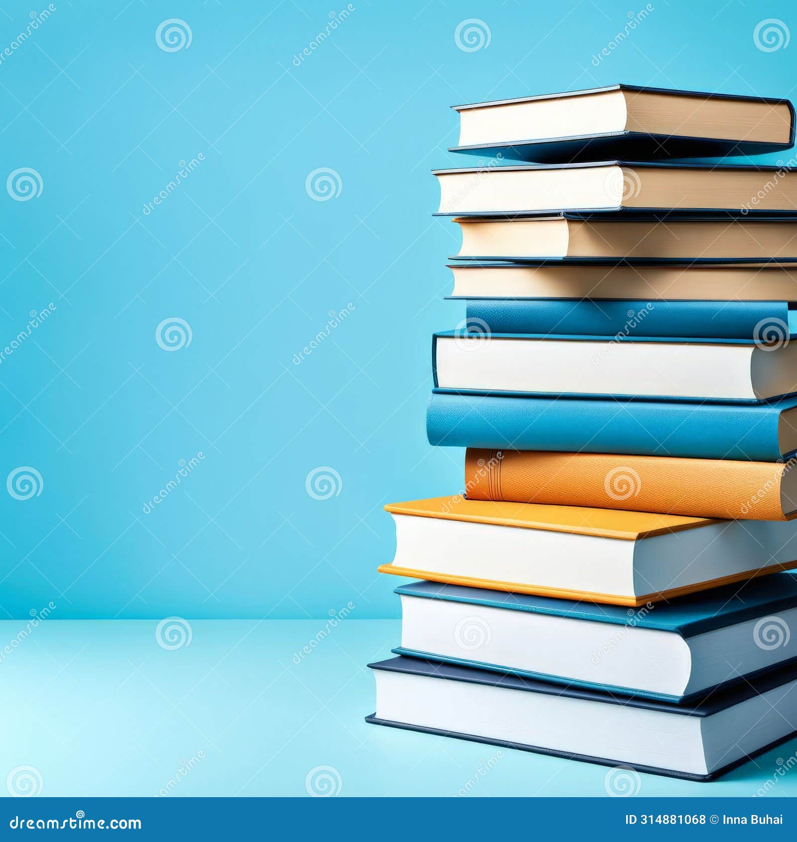 Stack of Books on Blue Background. Education Concept. AI Generated ...