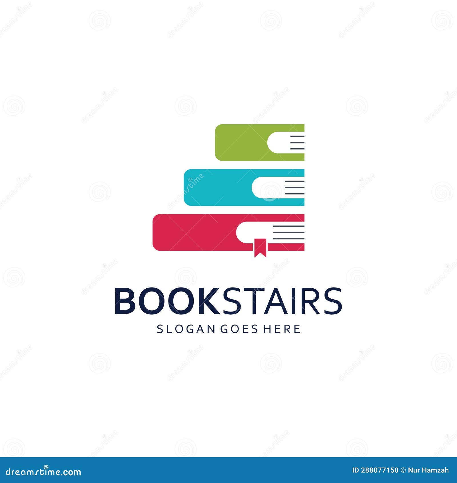 Stack of Books or Book Stairs Logo Template Stock Vector - Illustration ...