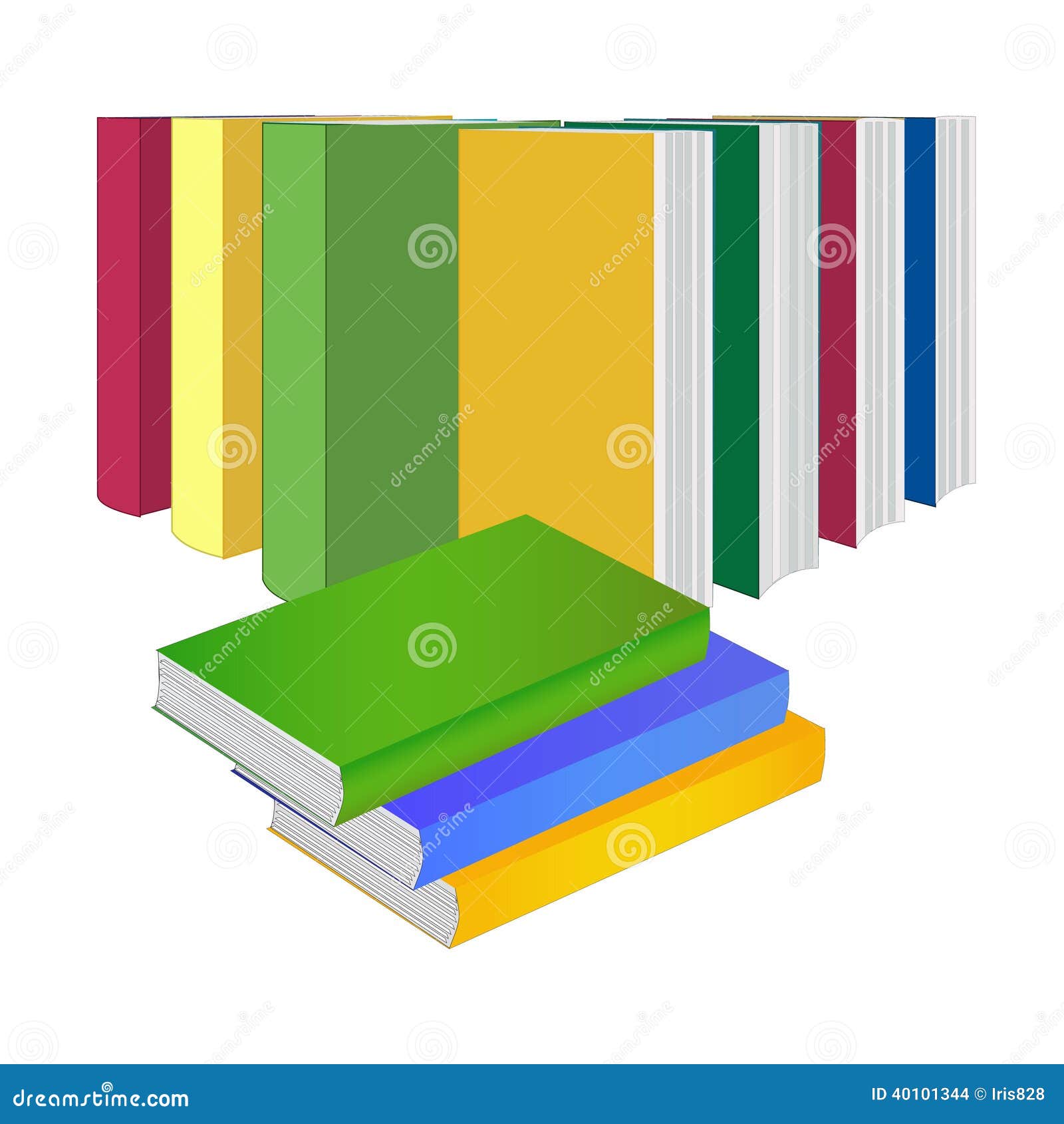 Stack of Books and Books Standing in a Row Stock Vector - Illustration ...