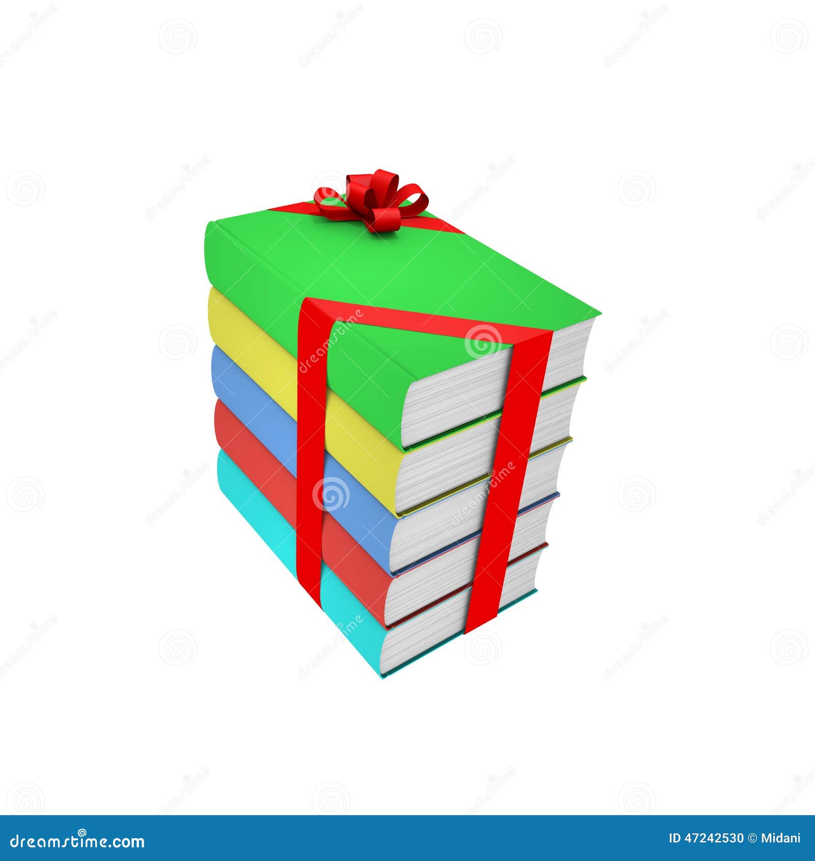 Stack of books with bow stock illustration. Illustration of yellow ...