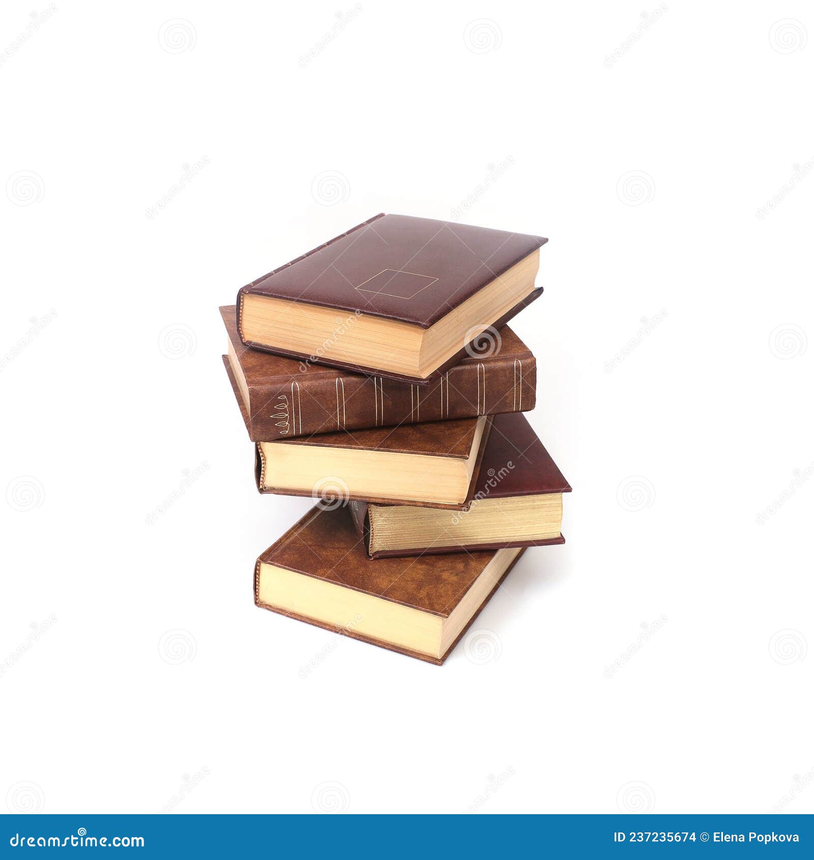 Stack of Books in Brown Covers Isolated on a White Background Stock ...