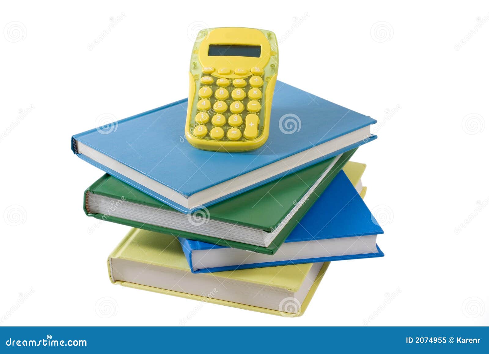 Stack of Books with Calculator Stock Image - Image of reading, colors ...