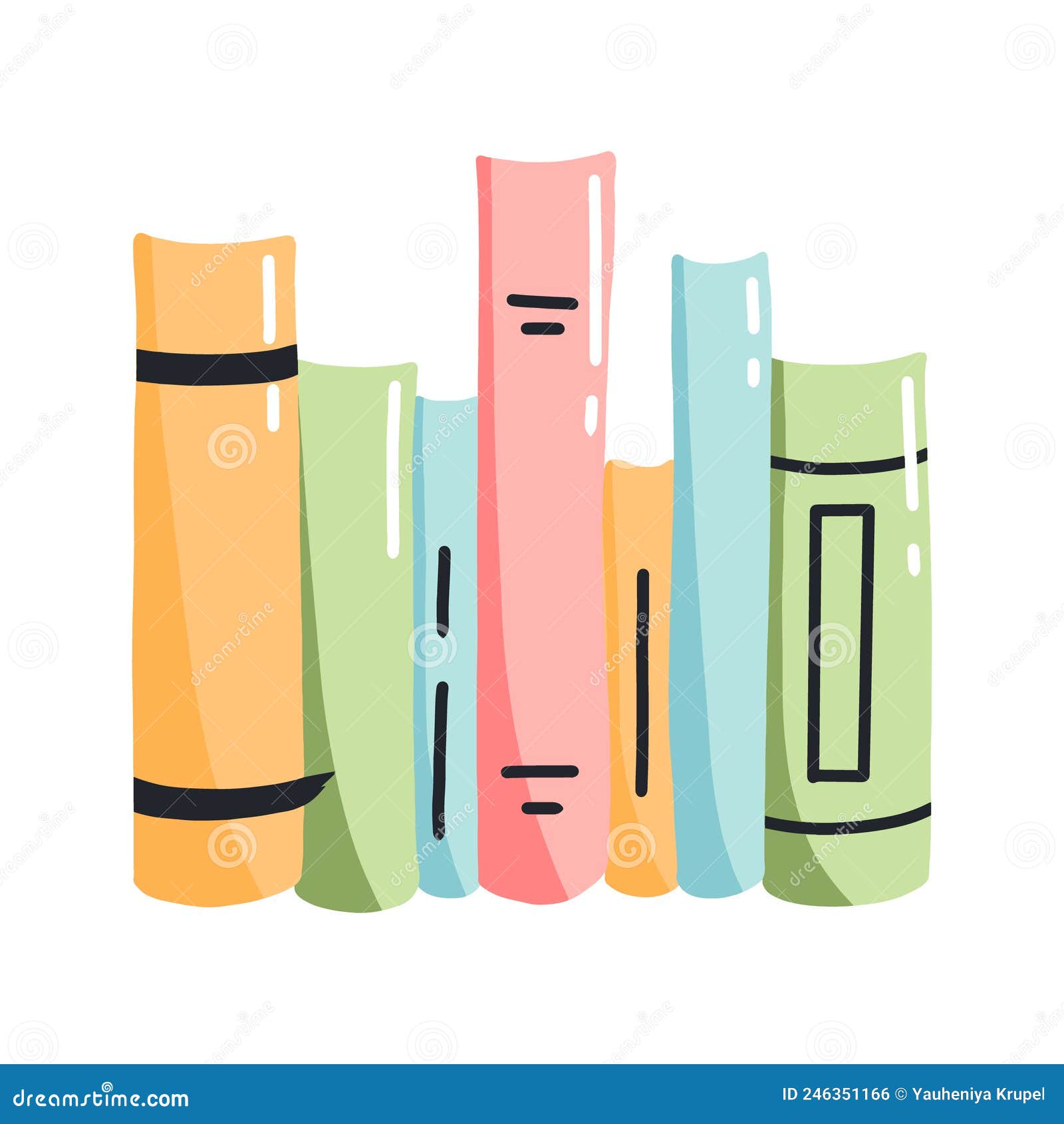 Stack of Books in Cartoon Style. a Stack of Books, Textbooks, Notepads ...