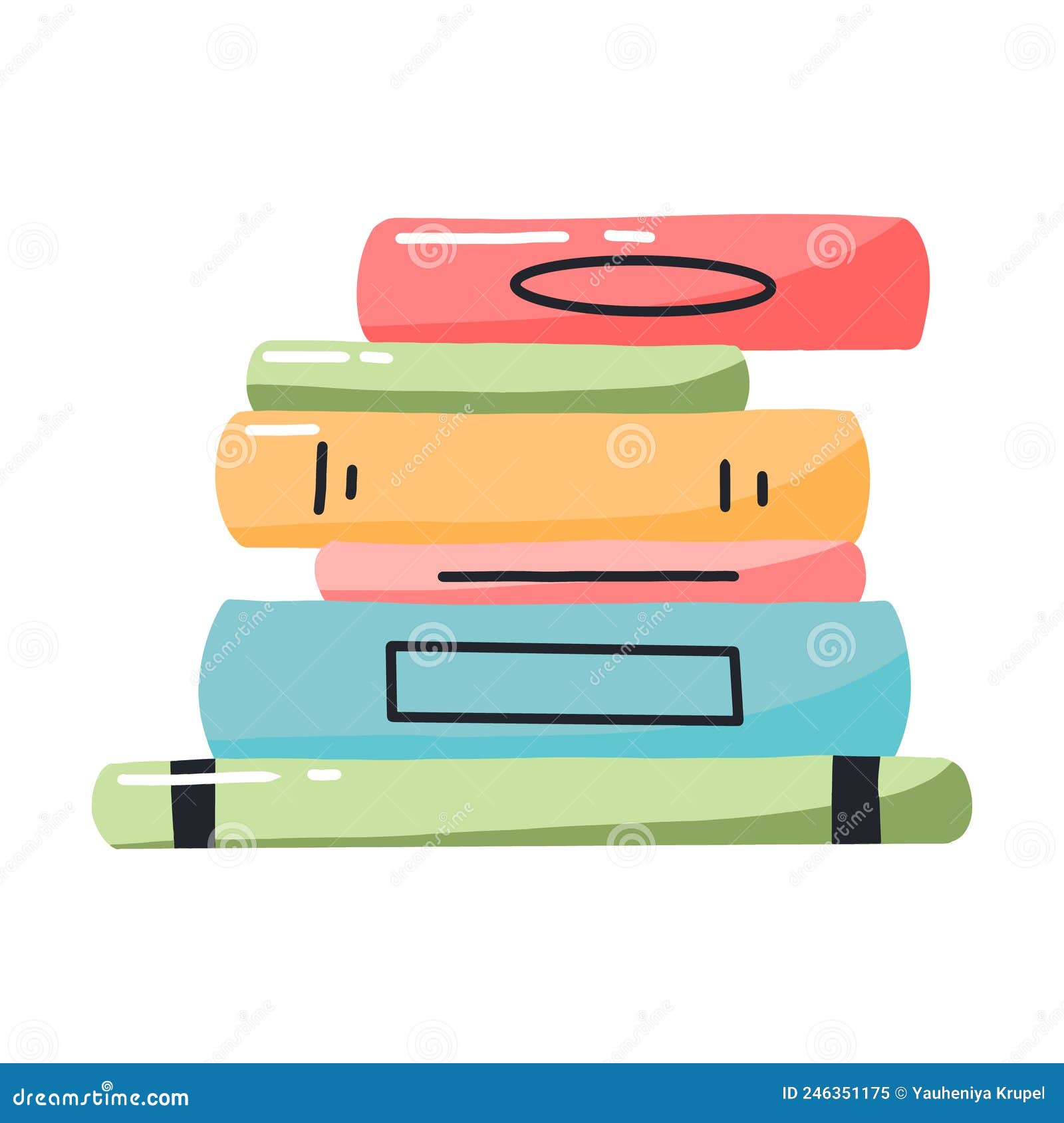 Stack of Books in Cartoon Style. a Stack of Books, Textbooks, Notepads ...