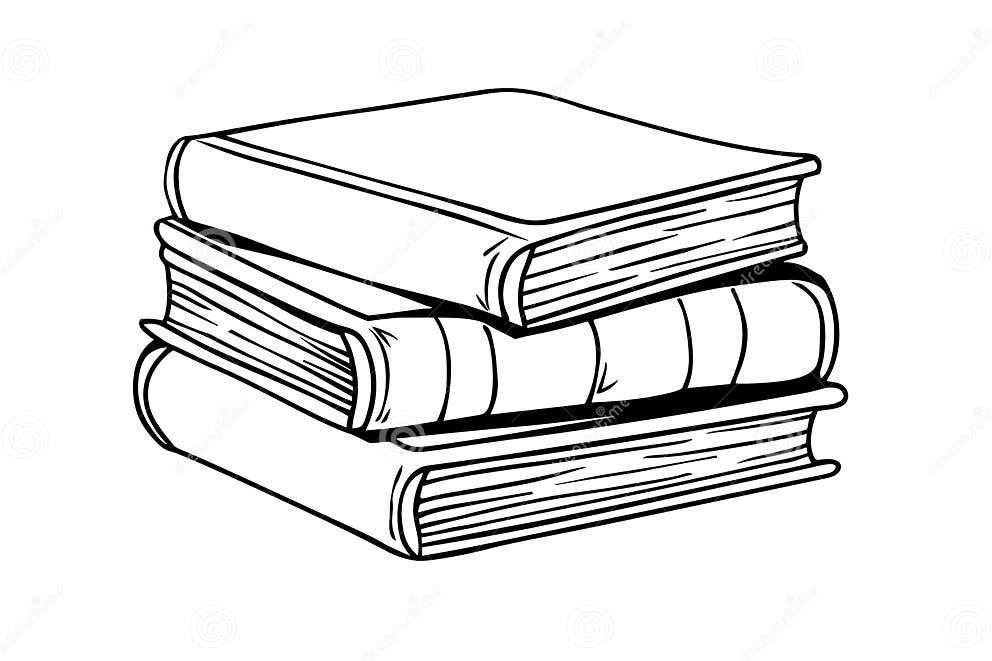 Stack of Books for Children Coloring Page or Page Stock Illustration ...