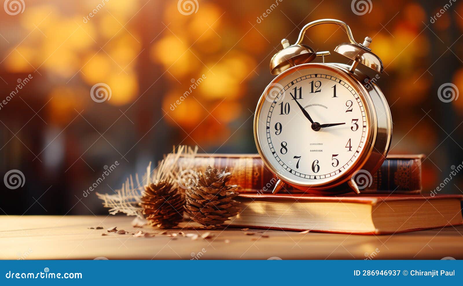A Stack of Books with a Clock and a Clock on it Stock Illustration ...
