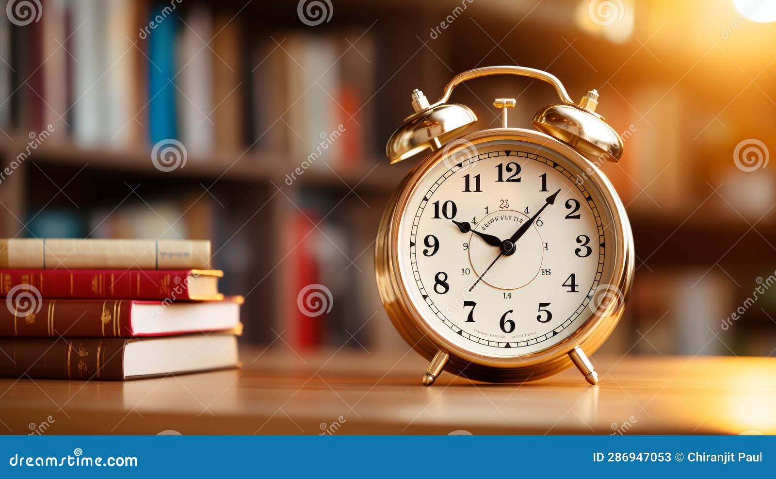 A Stack of Books with a Clock and a Clock on it Stock Illustration ...