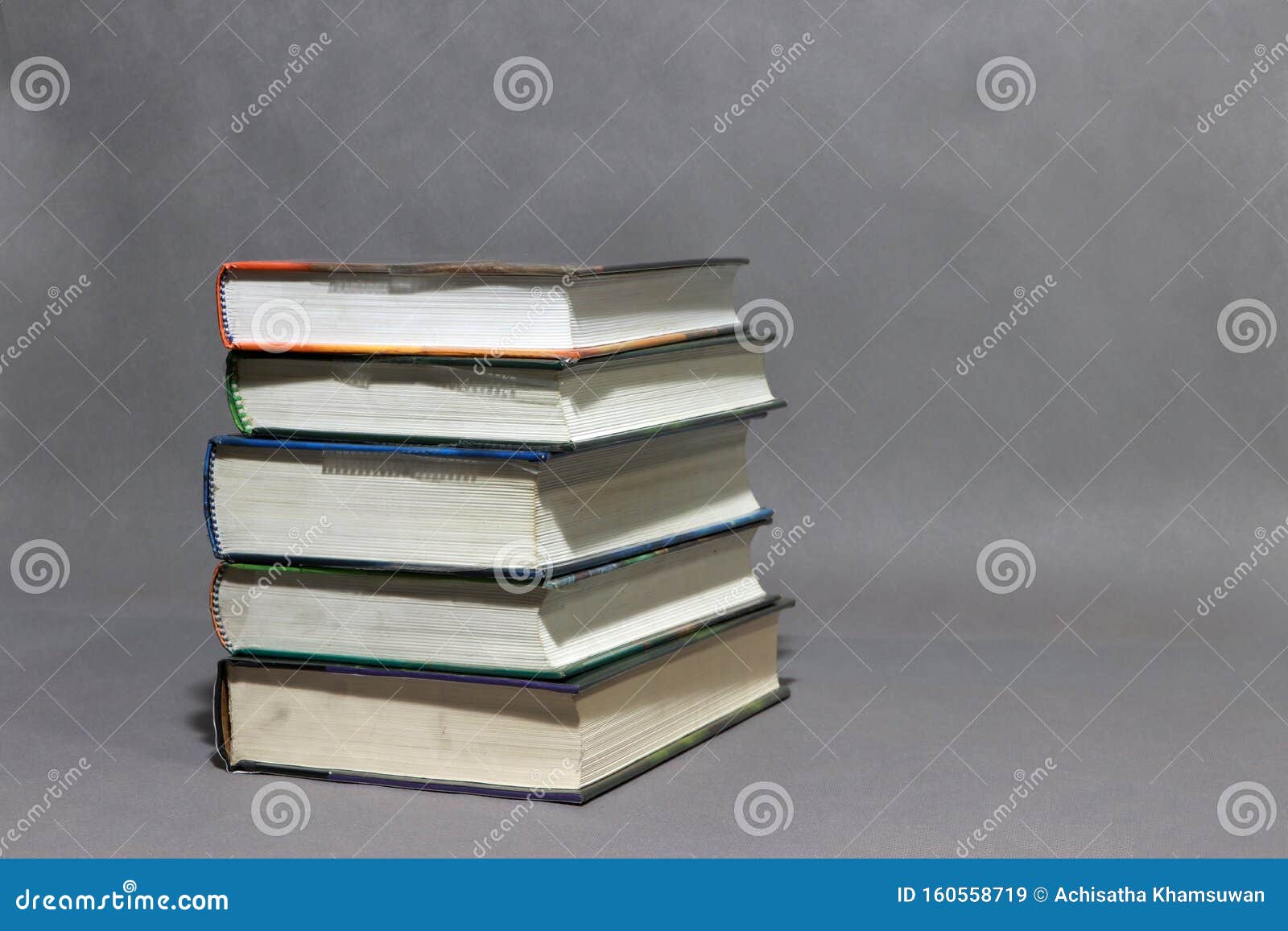 Stack of the Books Collection on Grey Background Stock Image - Image of ...