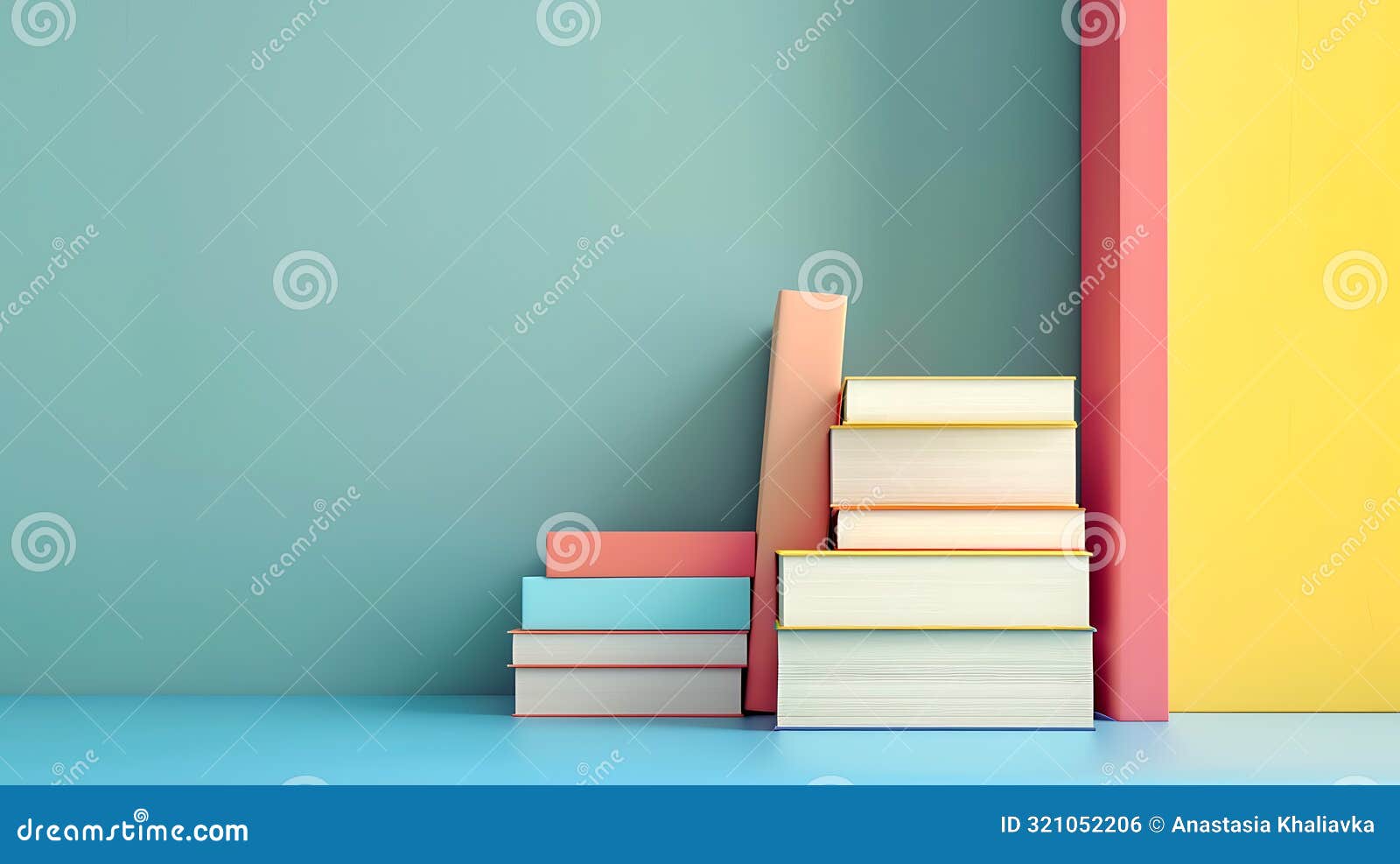 Stack of Books on Colorful Background. Education Concept. Stock ...