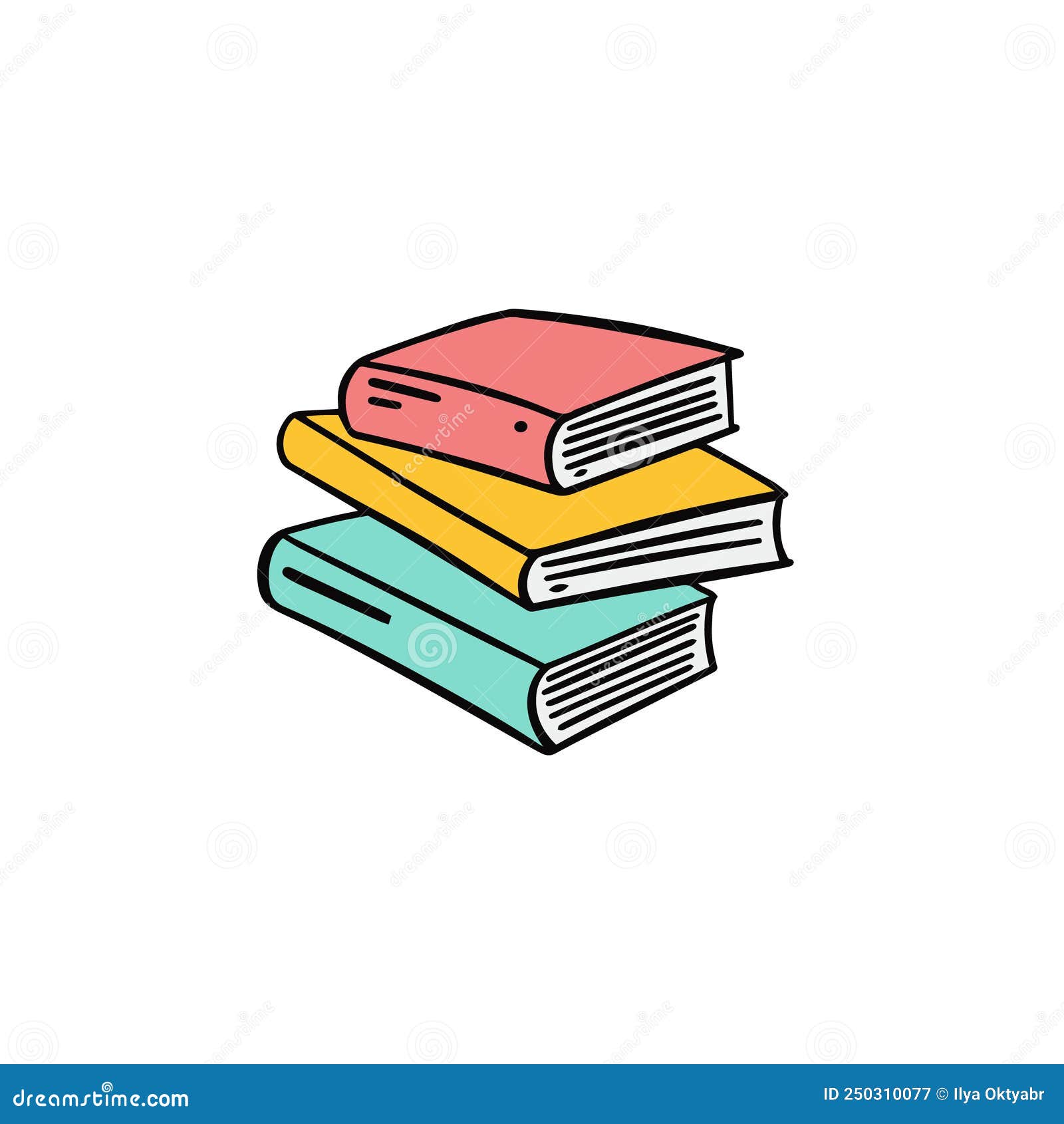 Stack Books. Colorful Hand Drawn Doodle Icon Stock Vector ...
