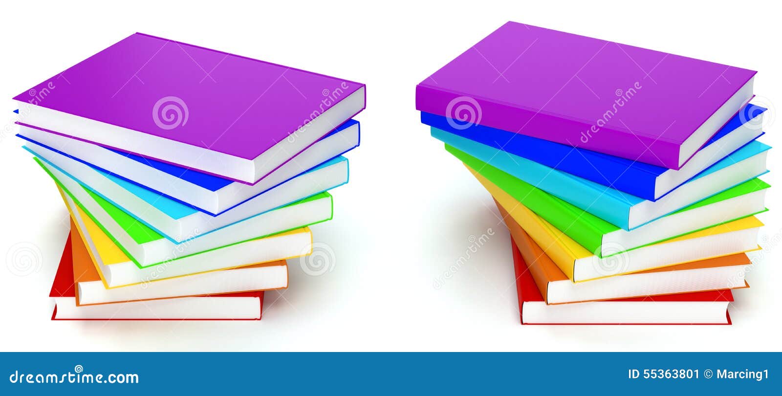 Stack of Books in Colors of Rainbow on White Background Stock ...