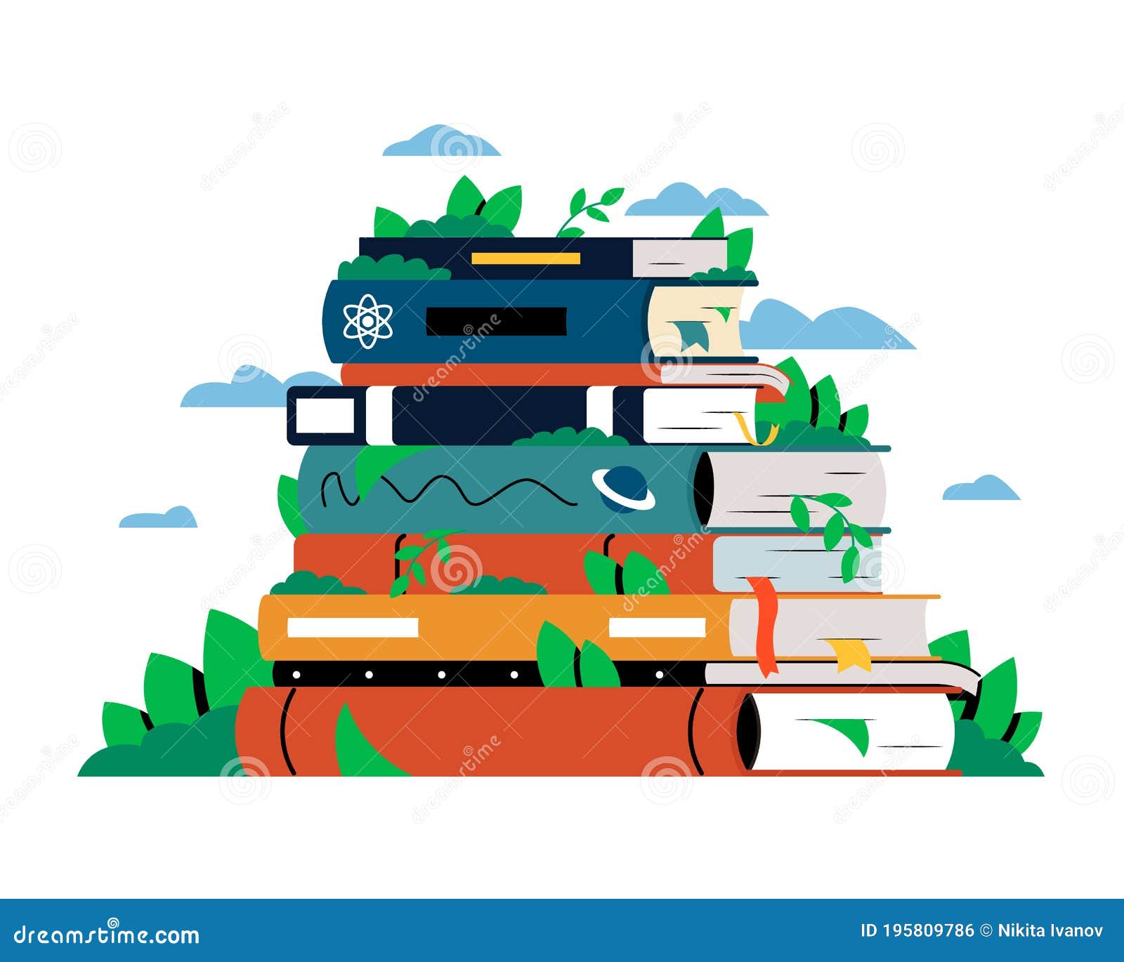 Stack Of Books Concept. Vector Conceptual Illustration Of A Pile Of ...